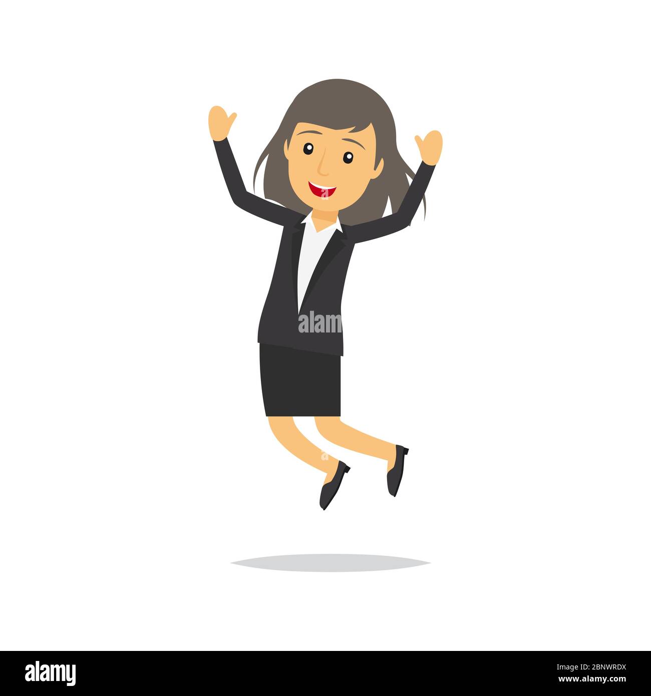 Jumping businesswoman isolated cartoon character. Vector illustration ...