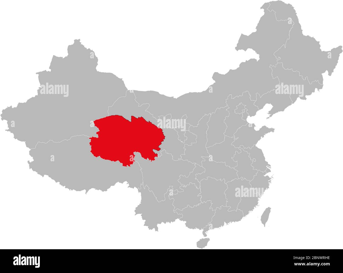 Qinghai province highlighted on china map. Gray background. Perfect for ...