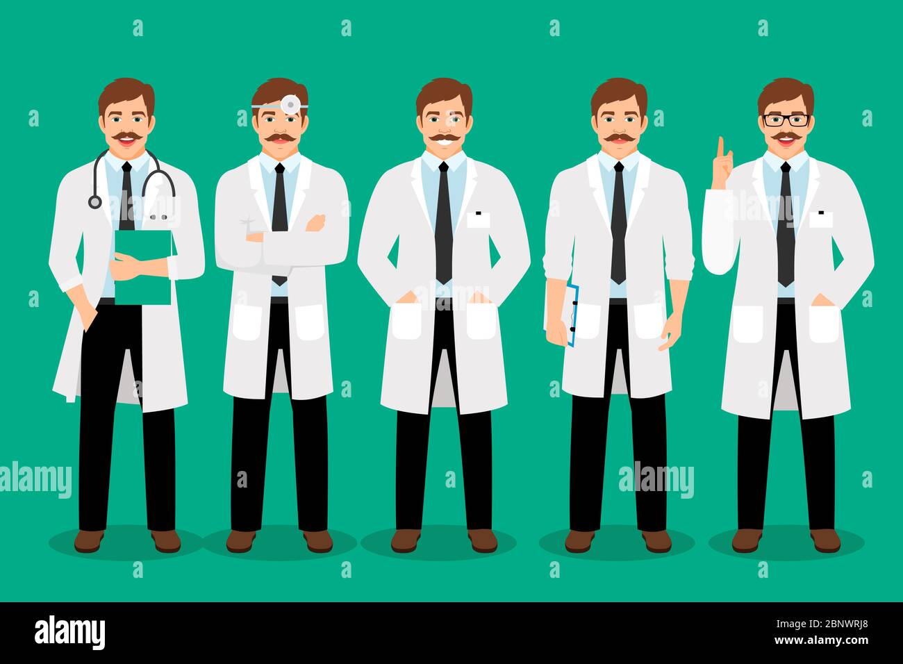 Standing male doctor poses vector illustration. Healthcare man ...