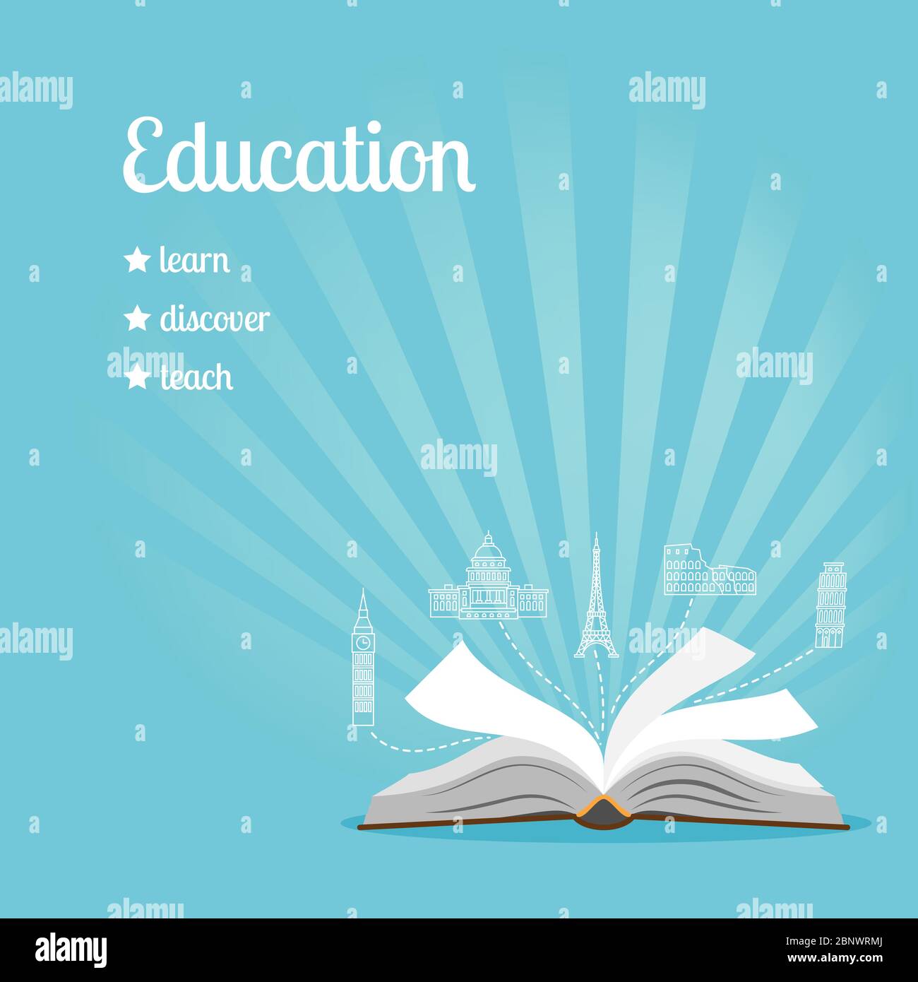 Education background with text learn, discover, teach vector ...