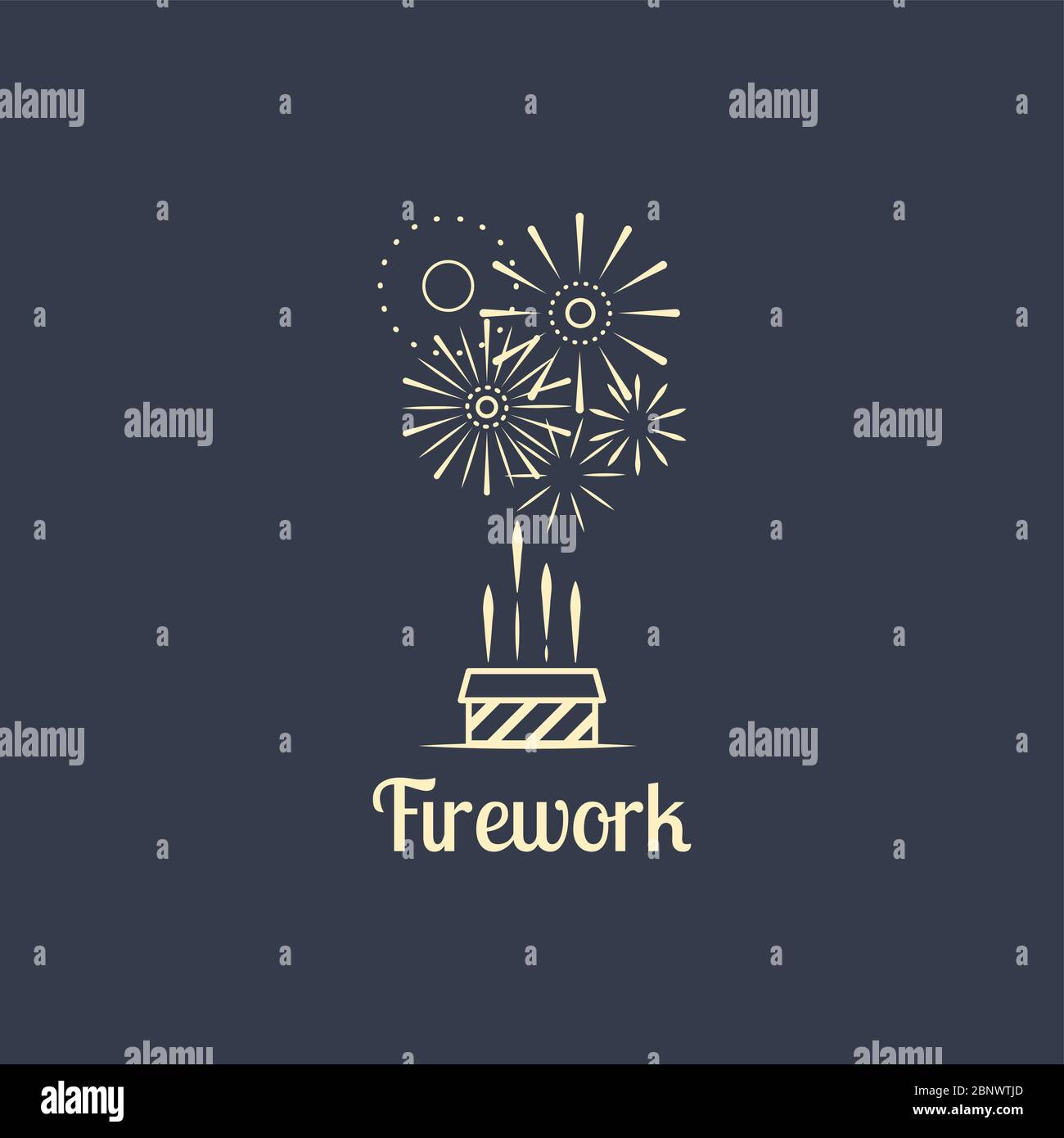 Firework company logo design on the dark background. Vector ...