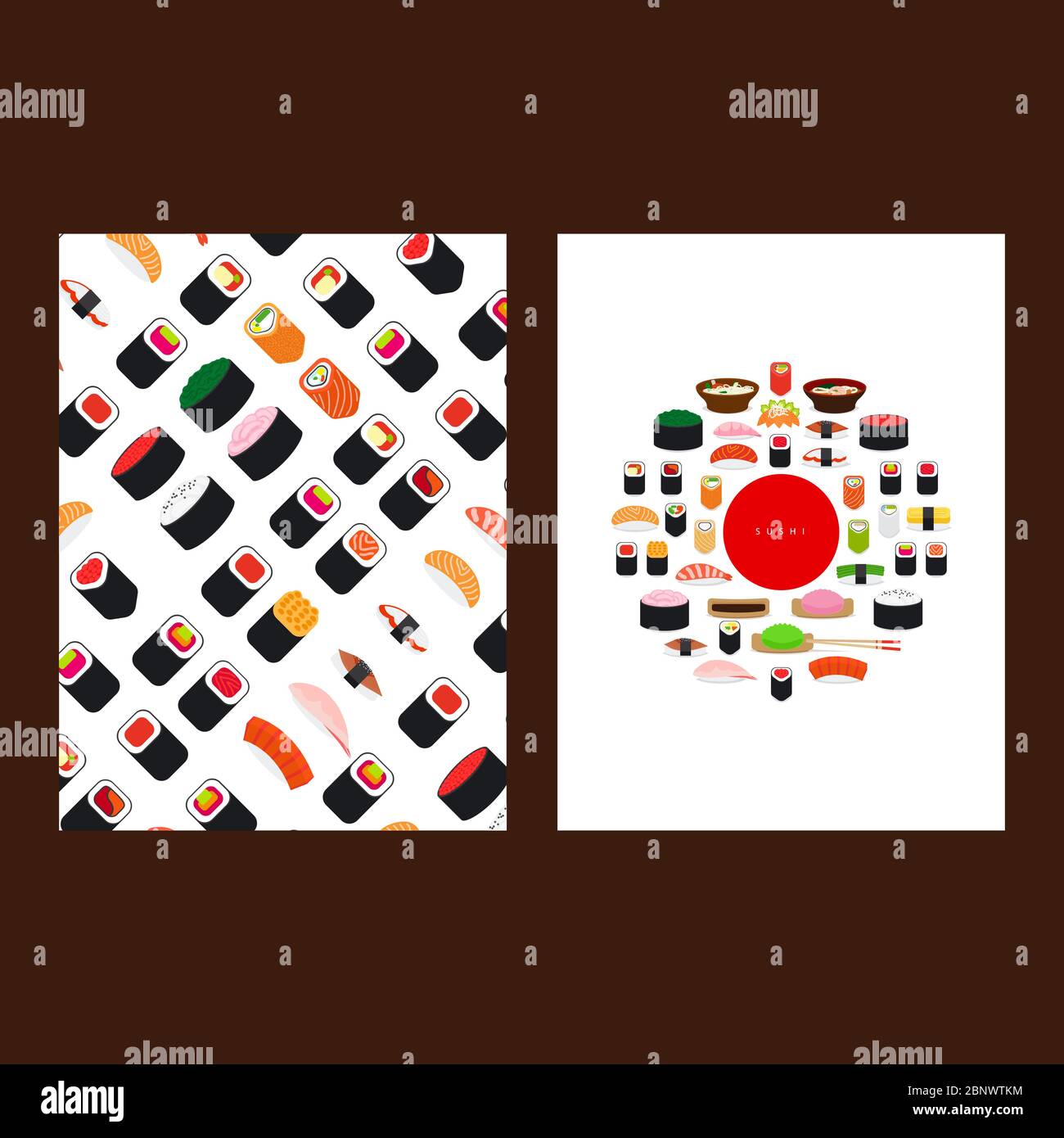 Japanese food sushi menu cover vector illustration Stock Vector Image ...