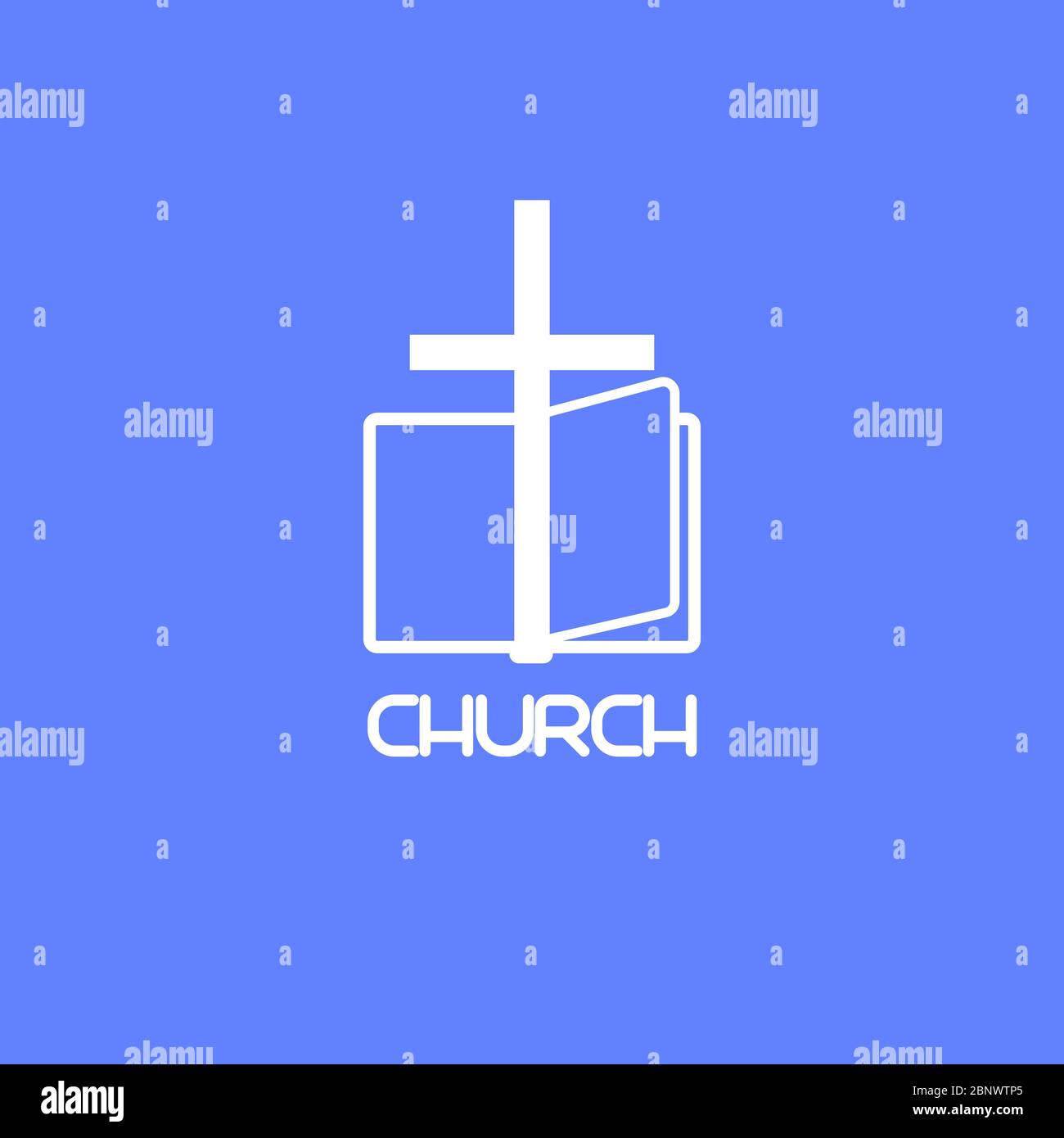Church logo with book and christian cross. Vector illustration Stock ...