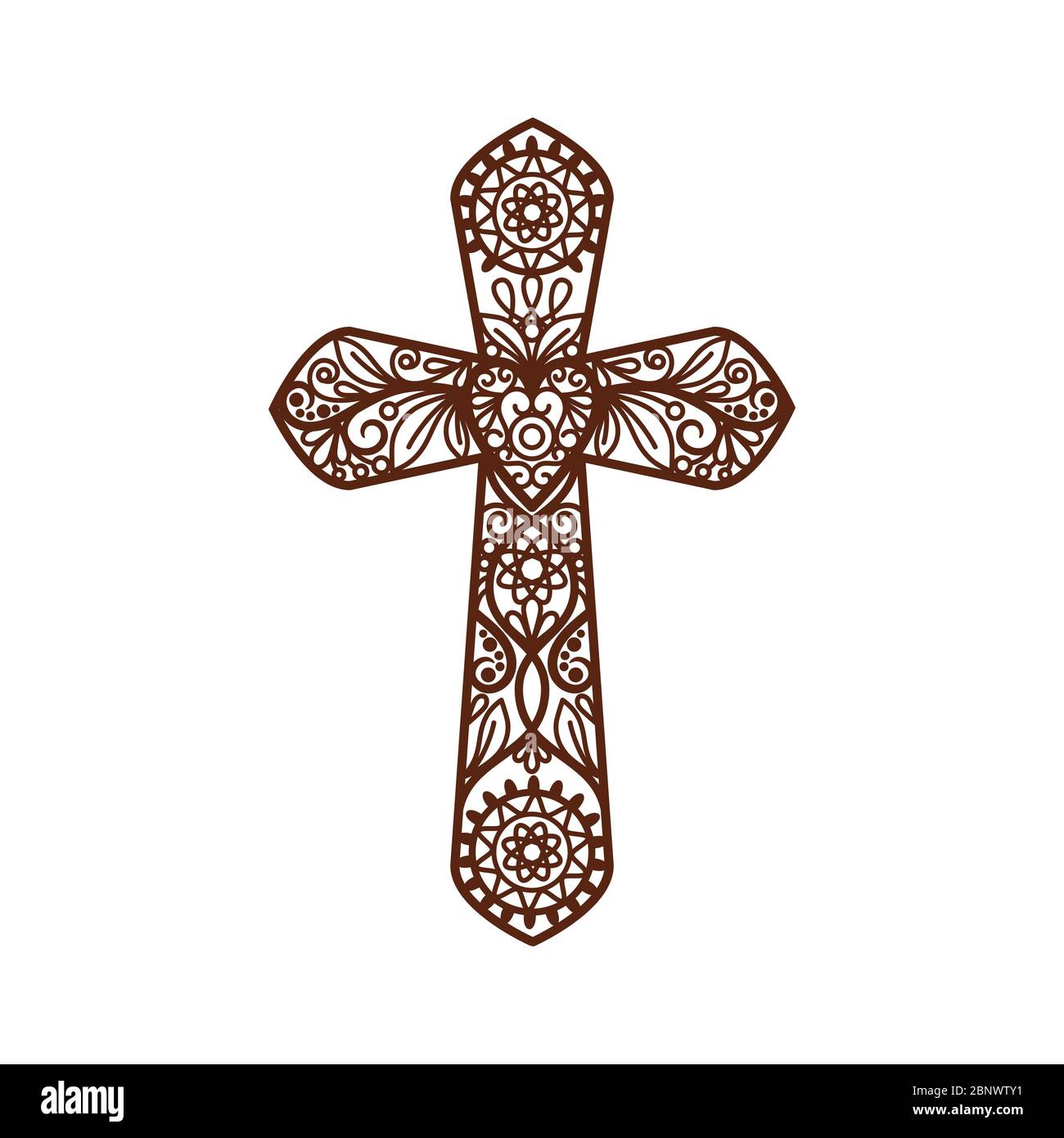 Ornate christian cross vector icon isolated on white Stock Vector Image ...