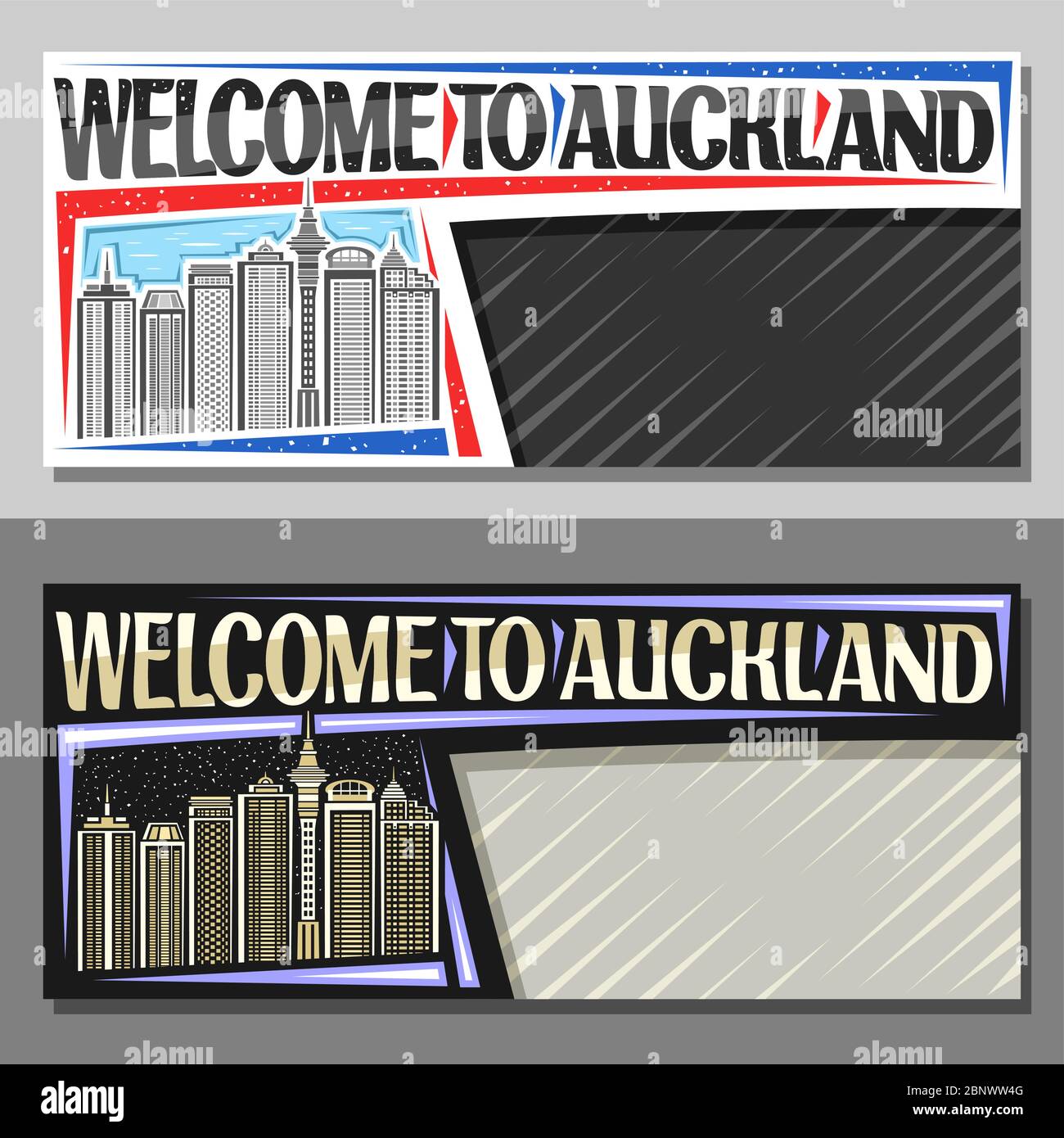 Auckland skyline at dusk Stock Vector Images - Alamy