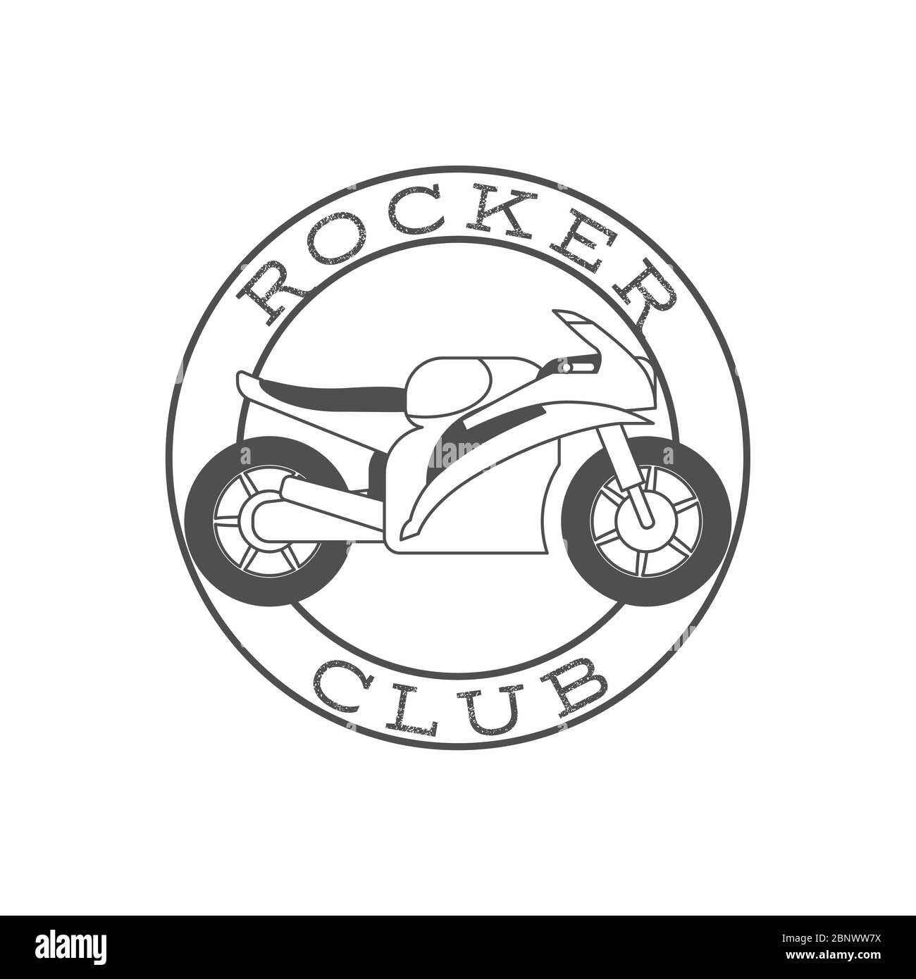 Rocker club retro label in circle shape. Vector illustration Stock ...