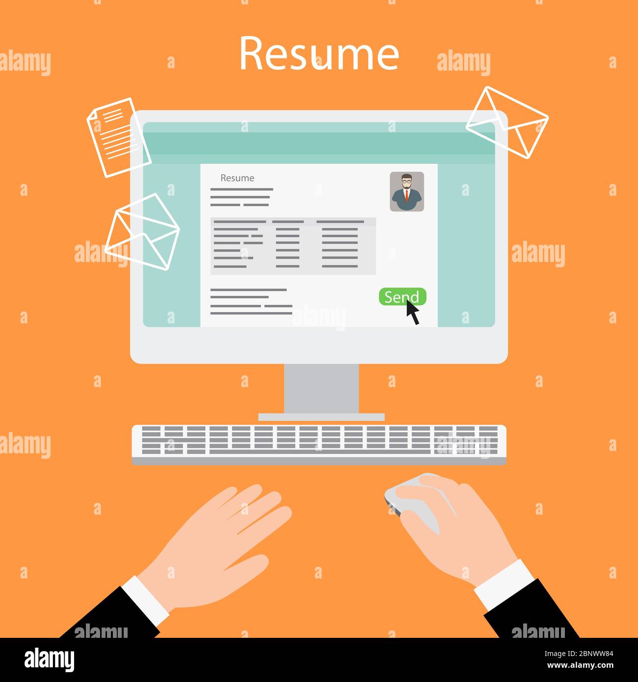 Resume icon on black Stock Vector Images - Alamy