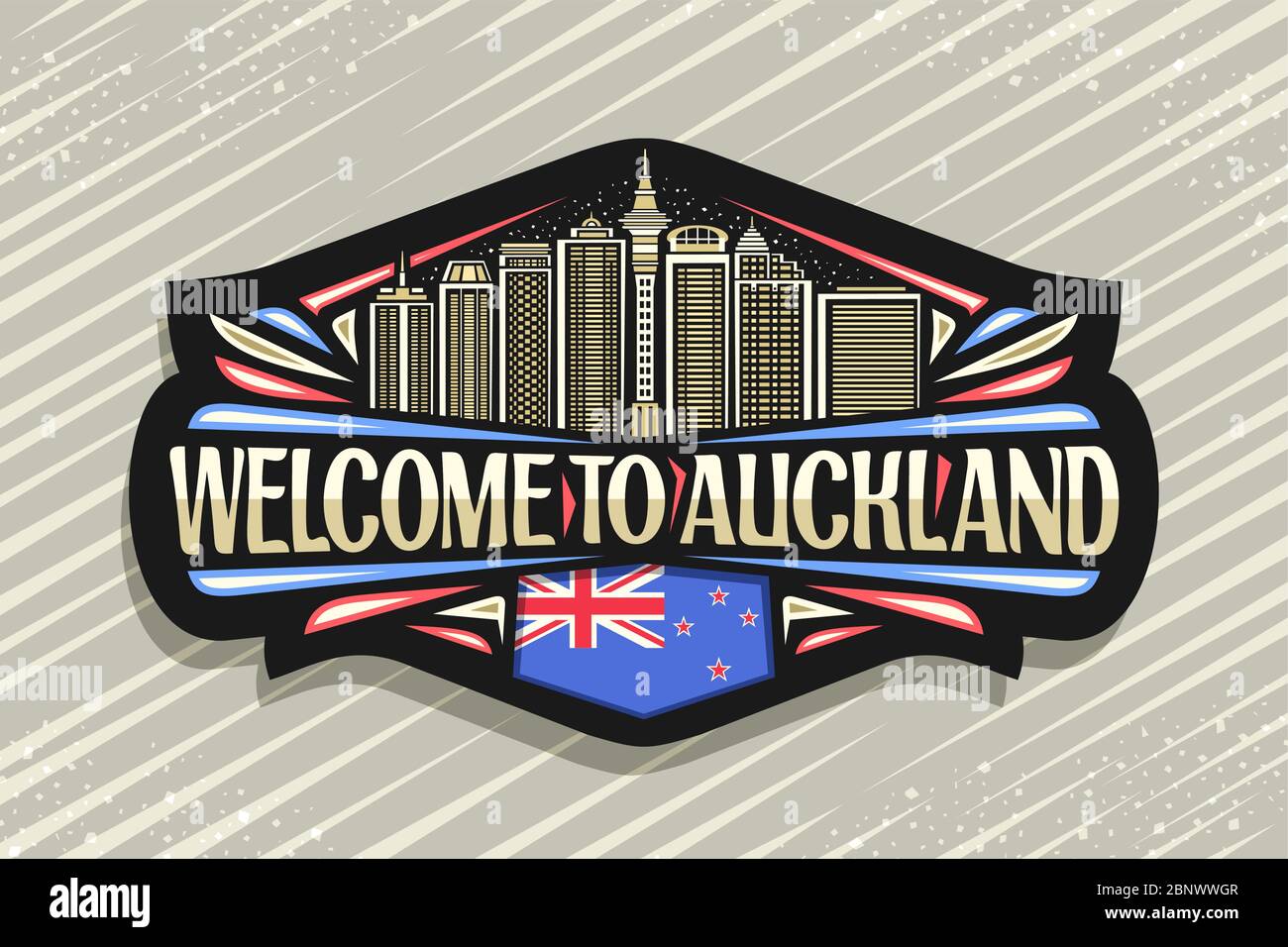 Vector logo for Auckland, black decorative sticker with line ...