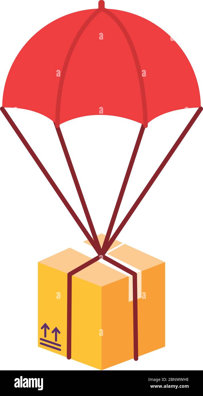 box in parachute delivery service detailed style Stock Vector Image ...