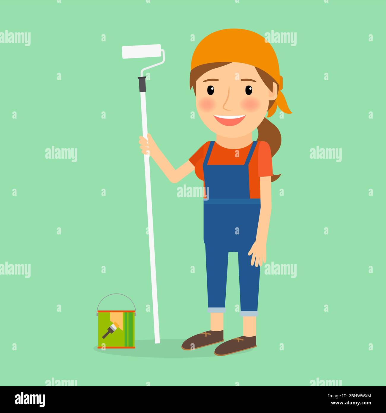 Woman makes repair. People profession vector illustration Stock Vector ...