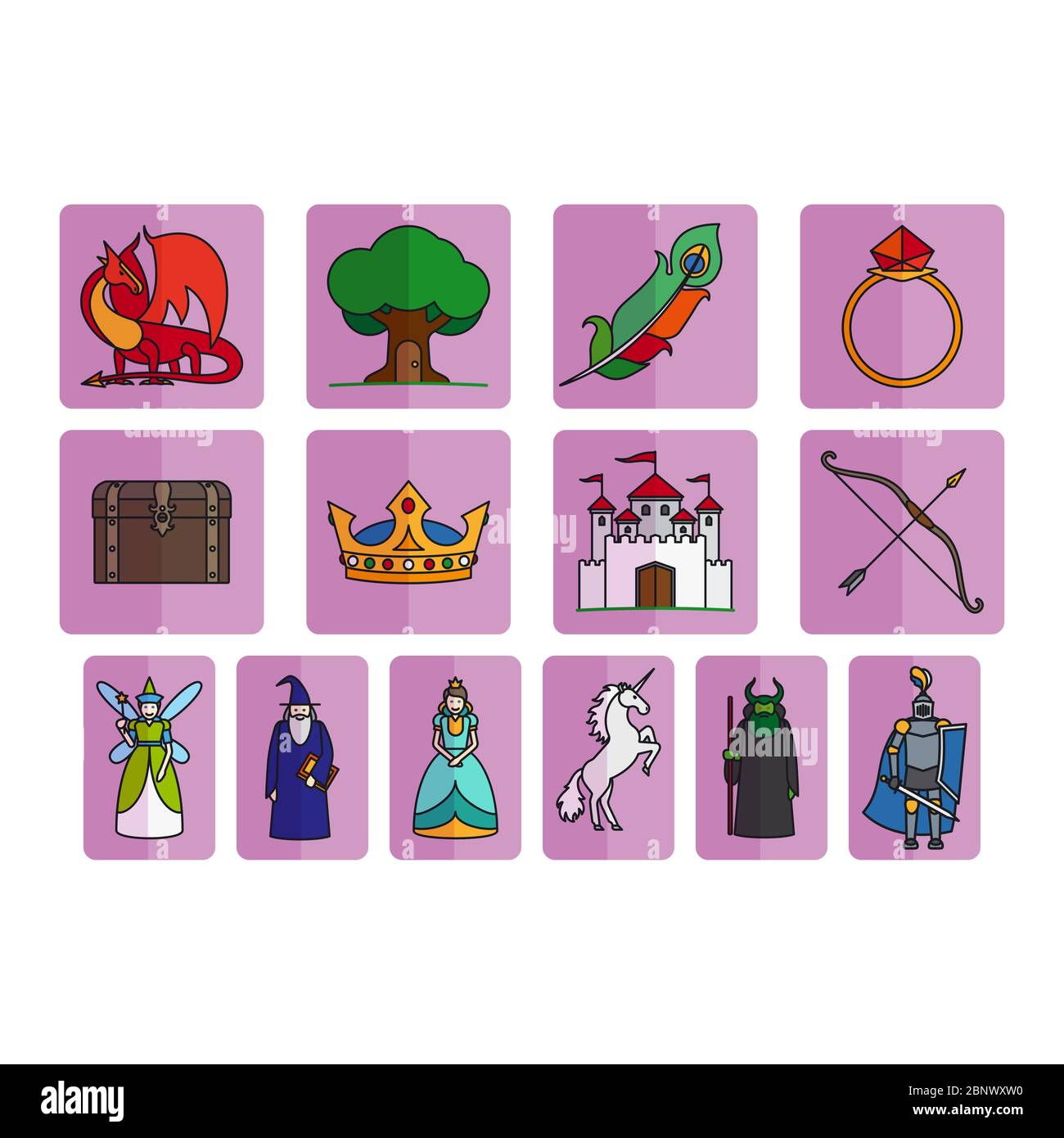 Fairy tale elements in flat style, vector set Stock Vector Image & Art ...
