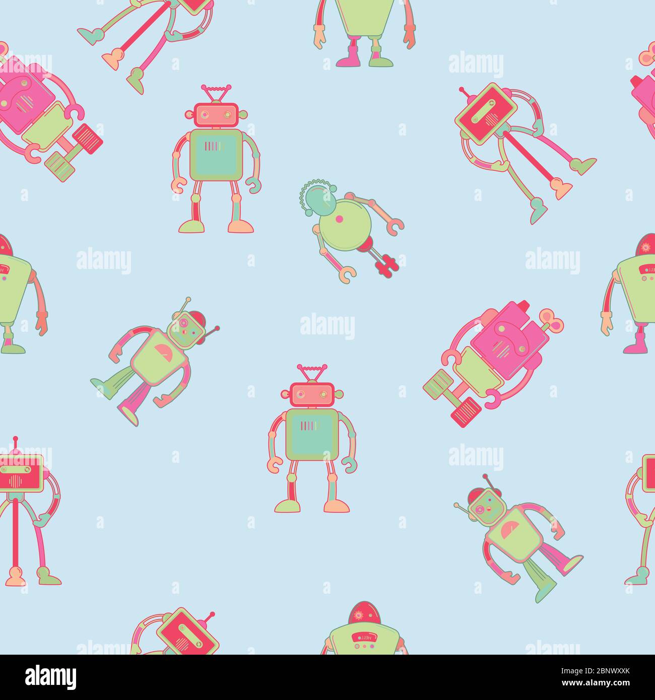Seamless pattern for kids wallpaper design with robots vector ...