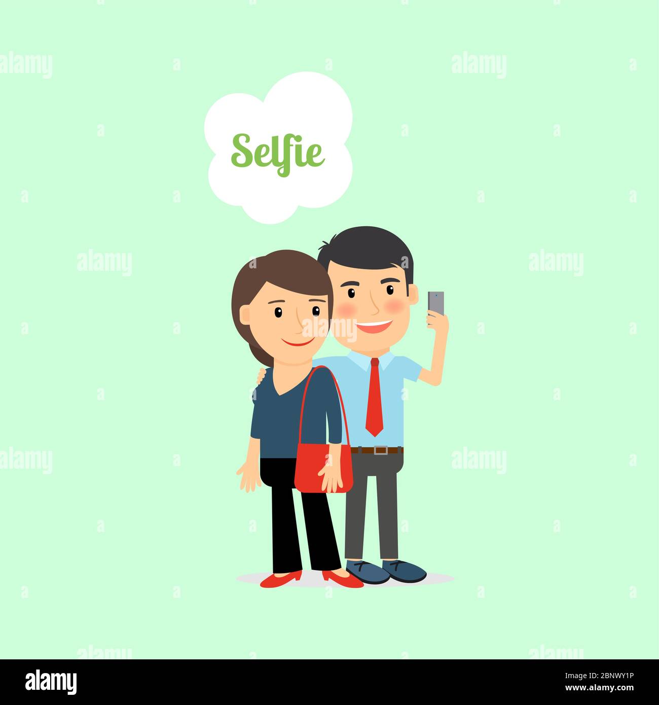 Man and woman taking Selfie, cartoon vector illustration Stock Vector ...