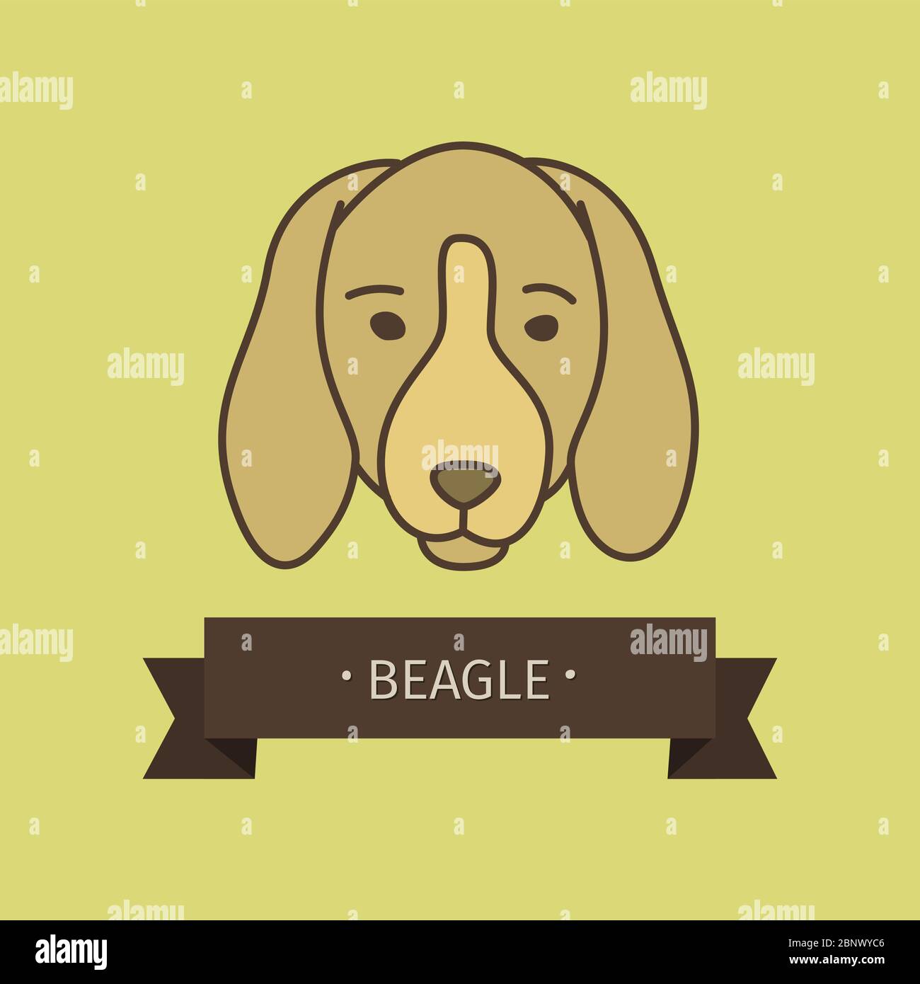 Beagle breed dog for logo design. Vector colored hand drawn dog head ...