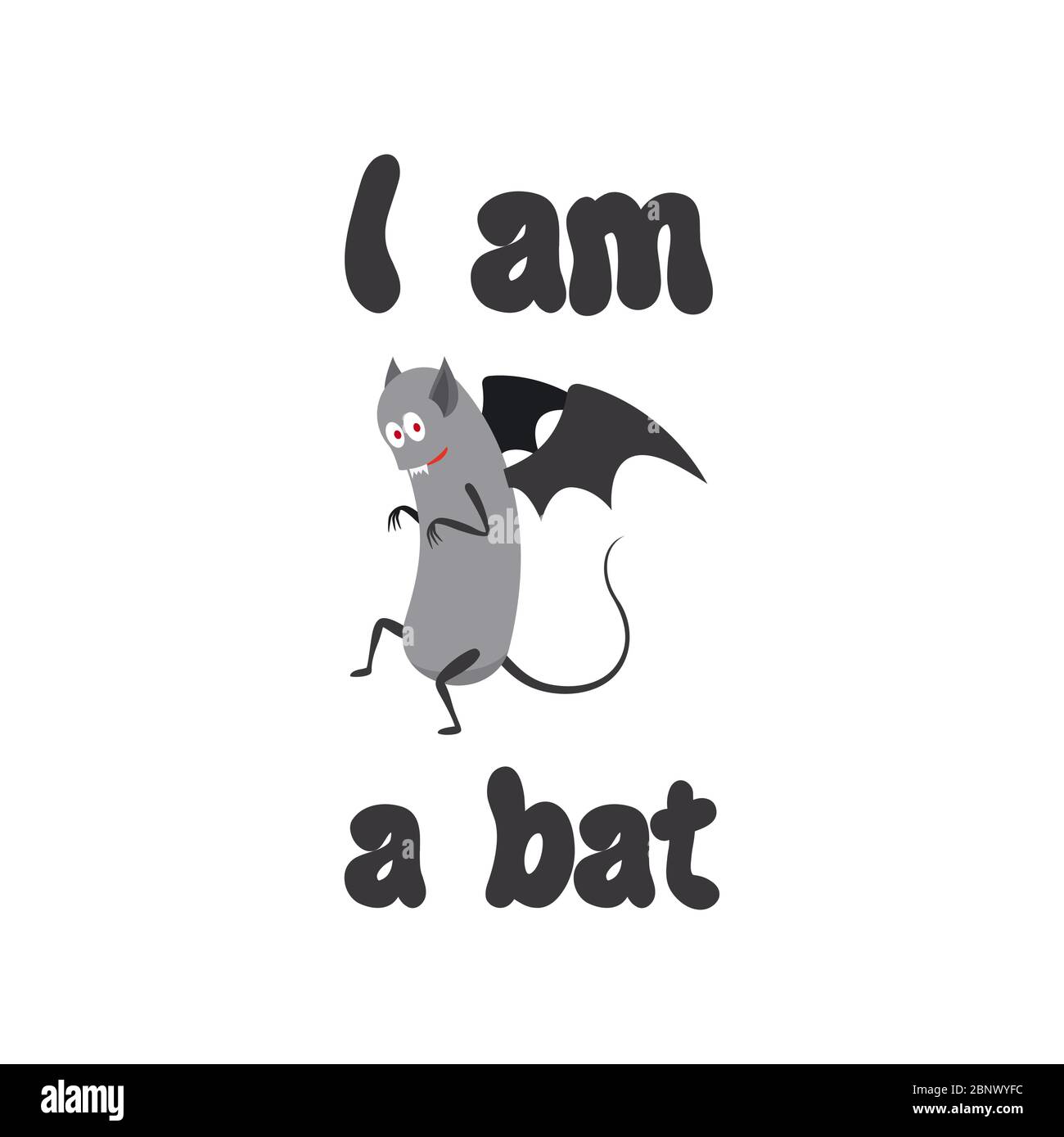 Cute print for kids t-shirt design. I am a bat sign. Vector ...