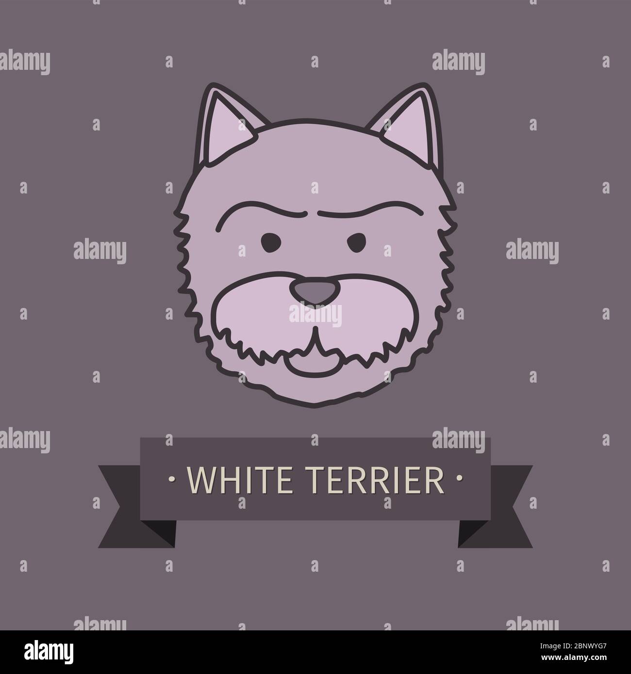 White terrier breed dog for logo design. Vector colored hand drawn dog ...