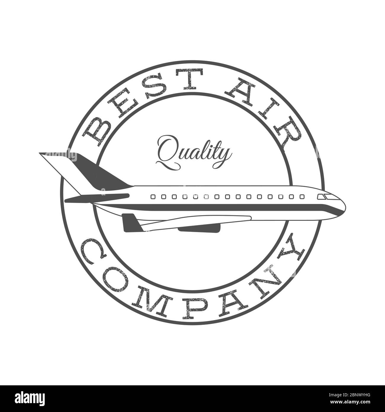 Best air company retro label in circle shape with airplane vector ...