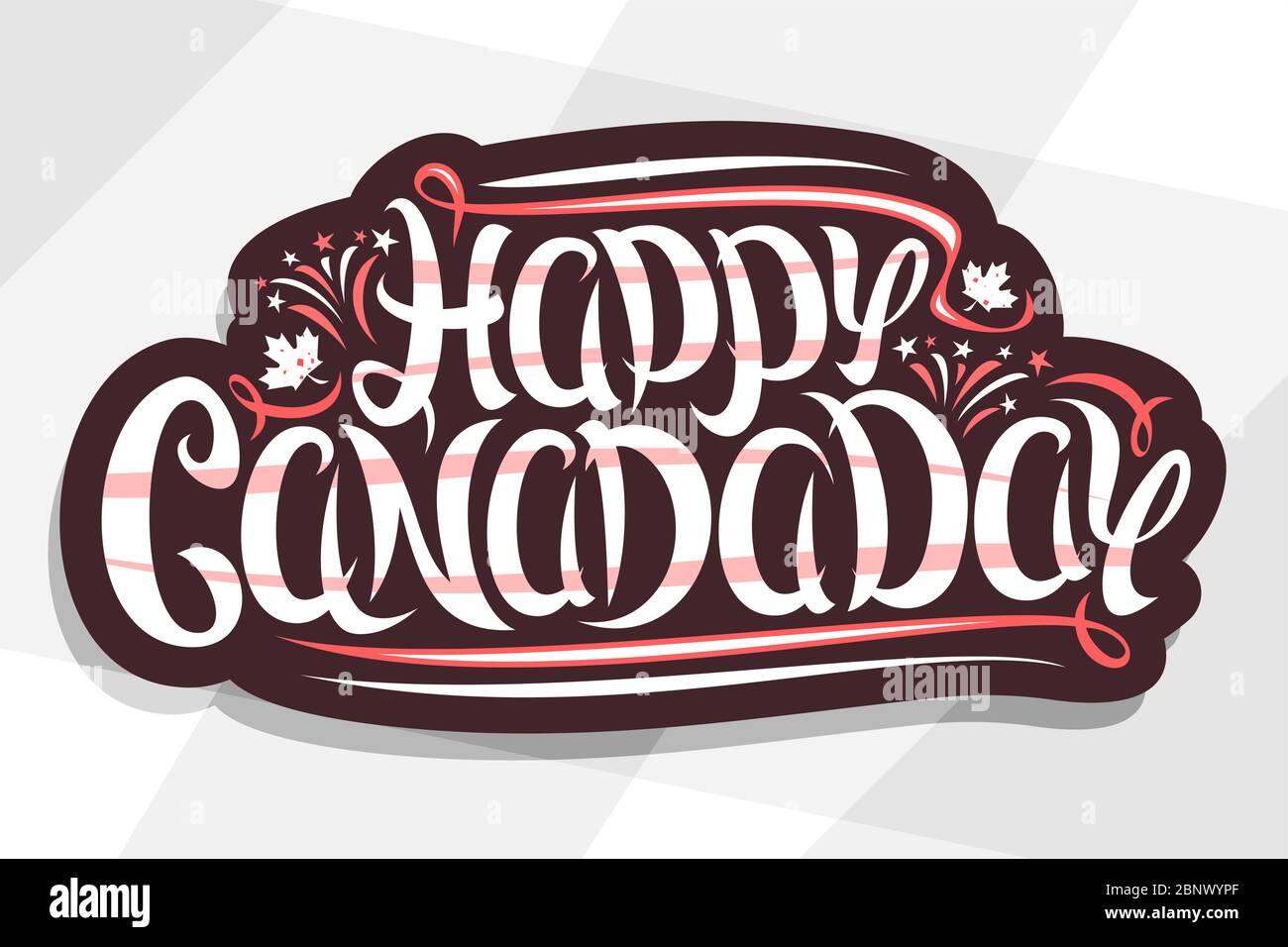 Vector greeting card for Canada Day, dark decorative sticker with ...