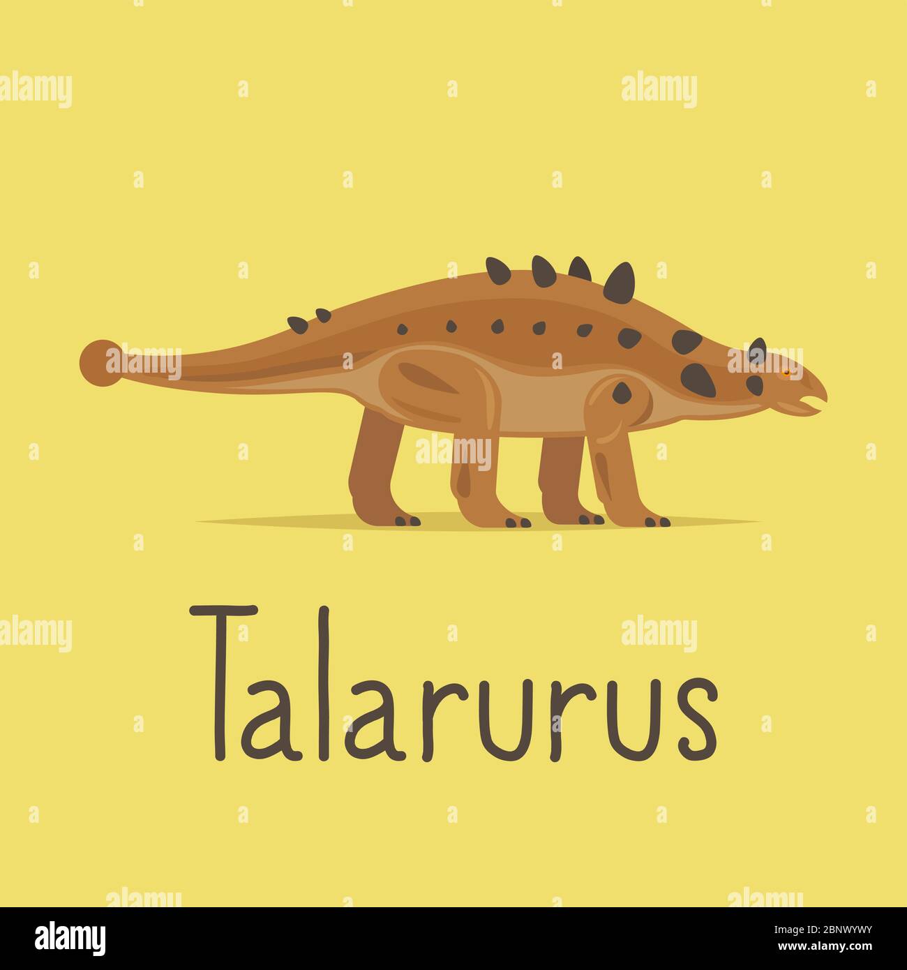 Talarurus dinosaur colorful card for kids playing vector illustration ...