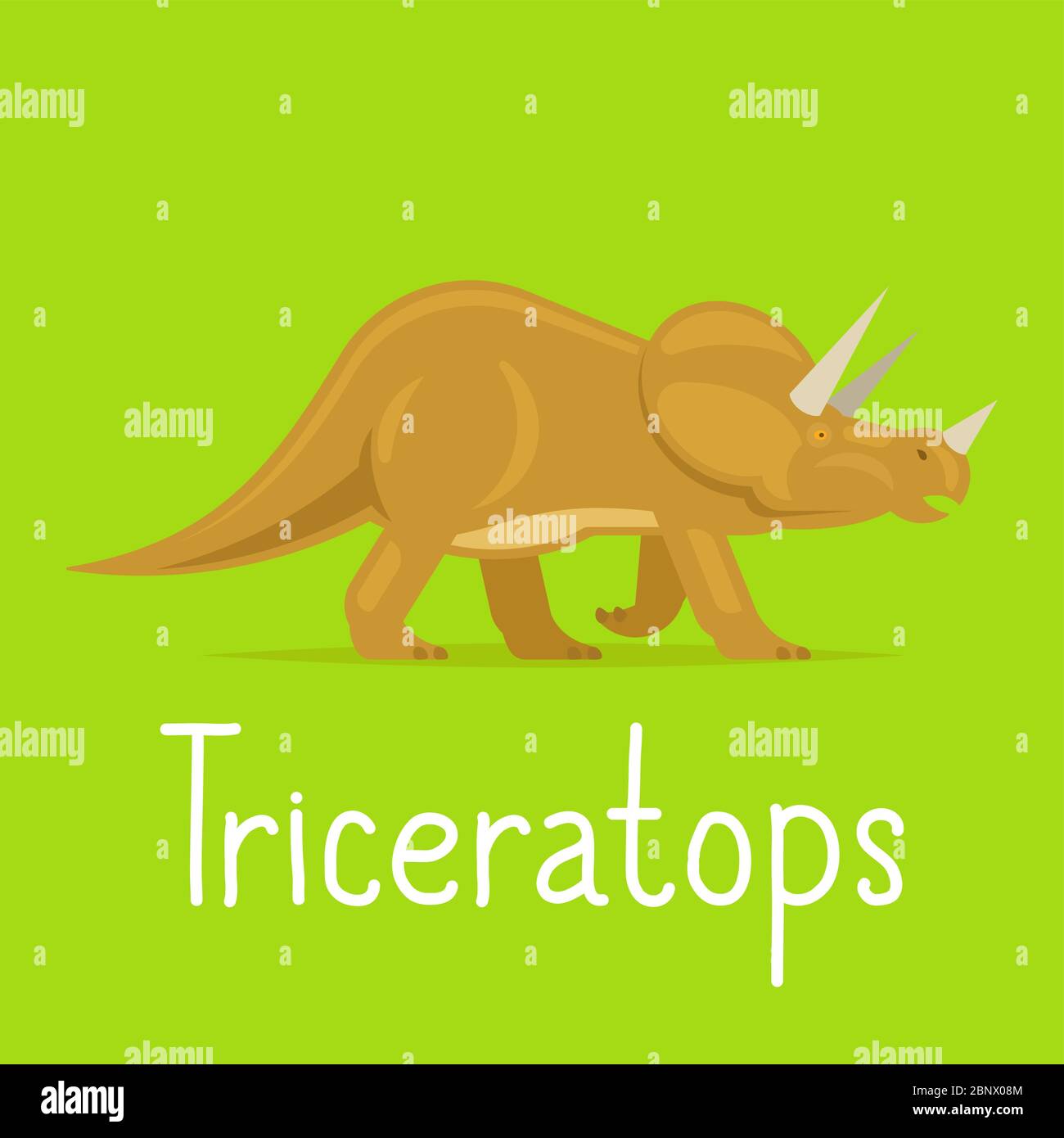 Triceratops dinosaur colorful card for kids playing vector illustration ...