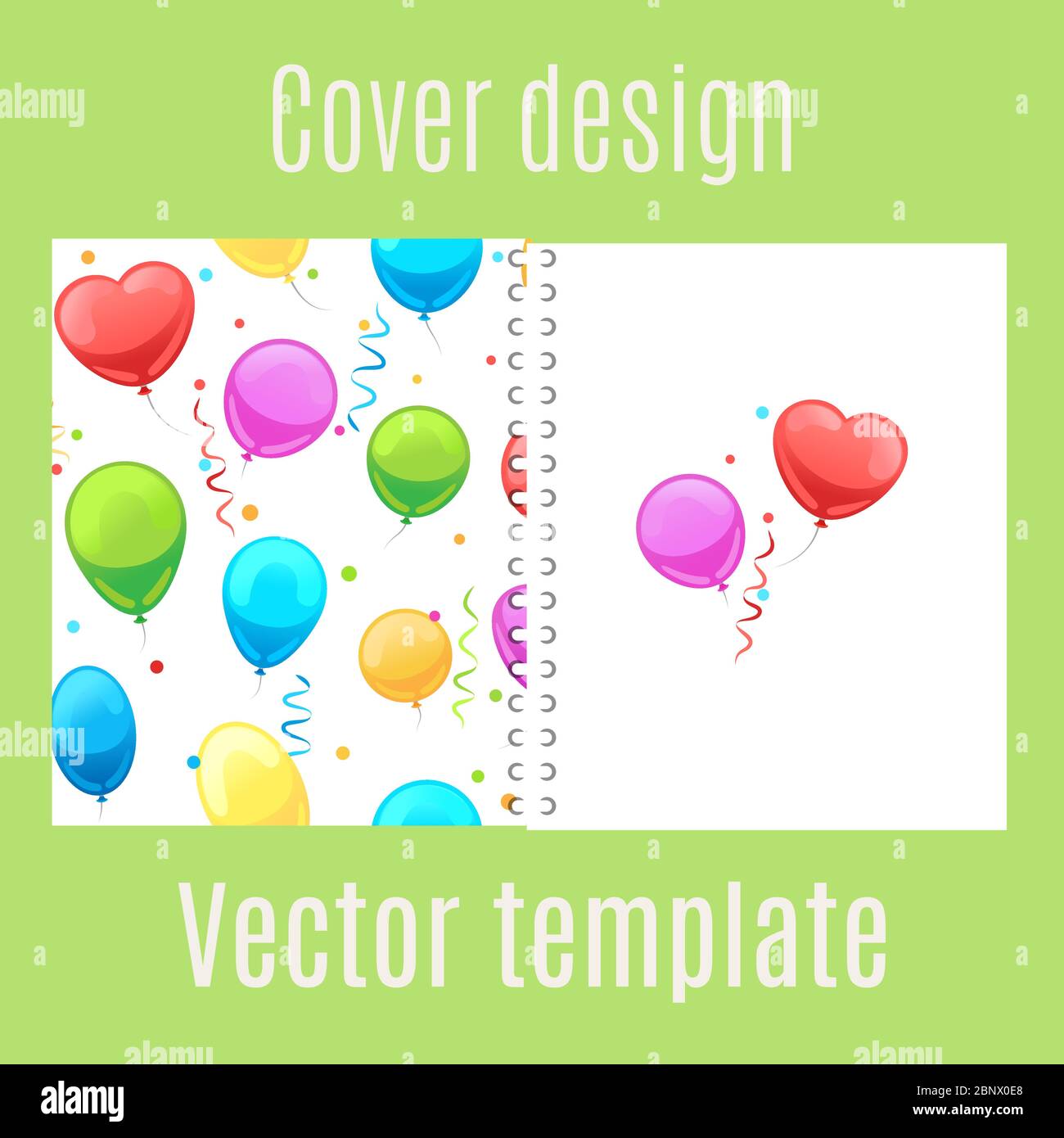 Cover design for print with cartoon party balloons pattern. Vector ...