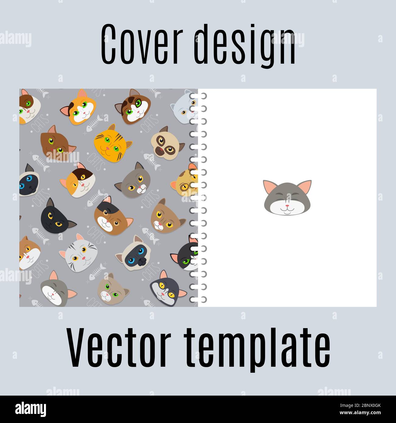 Cover design for print with fur cats pattern. ector illustration Stock ...