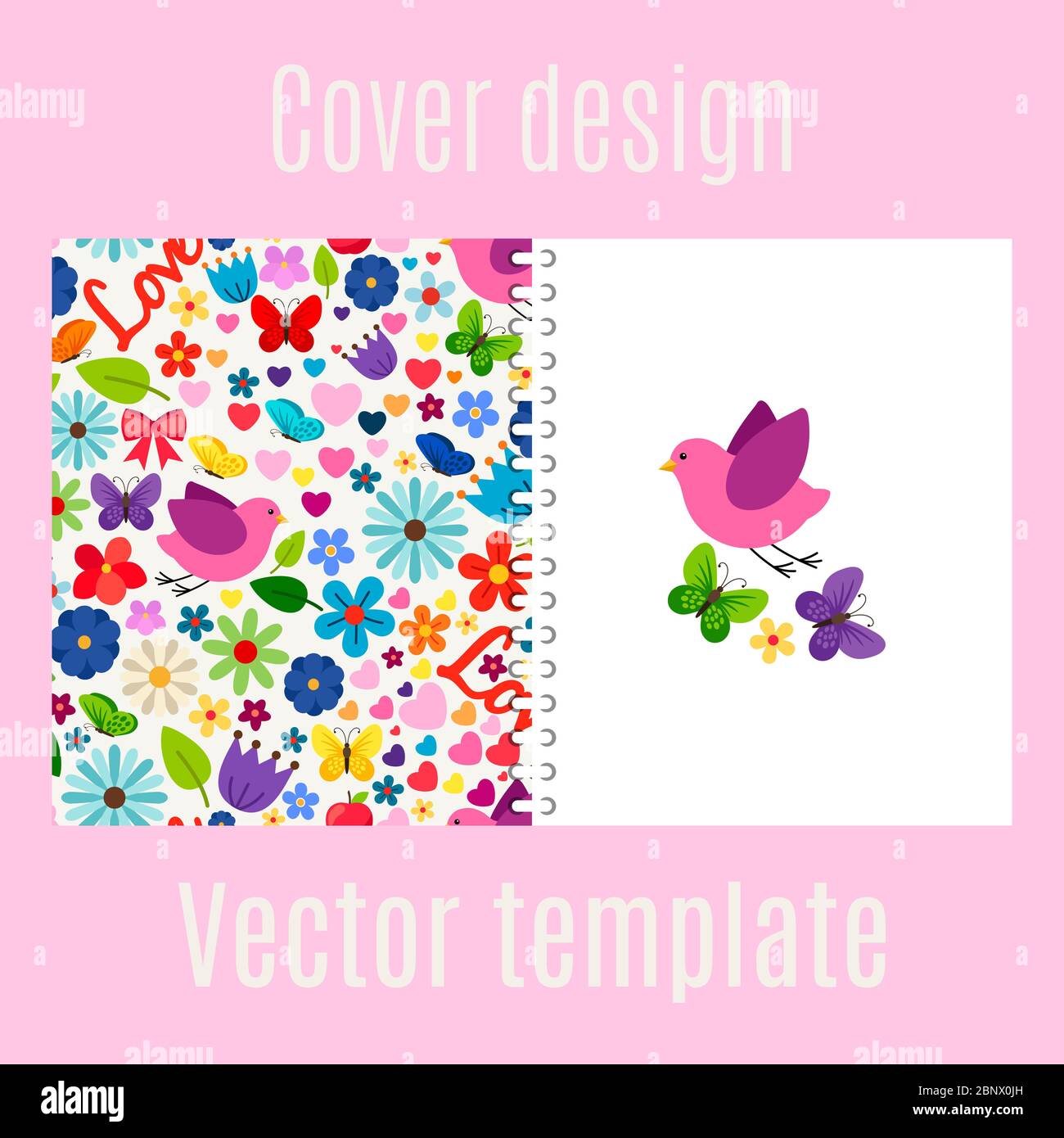 Cover design for print with spring decorations pattern. Vector ...