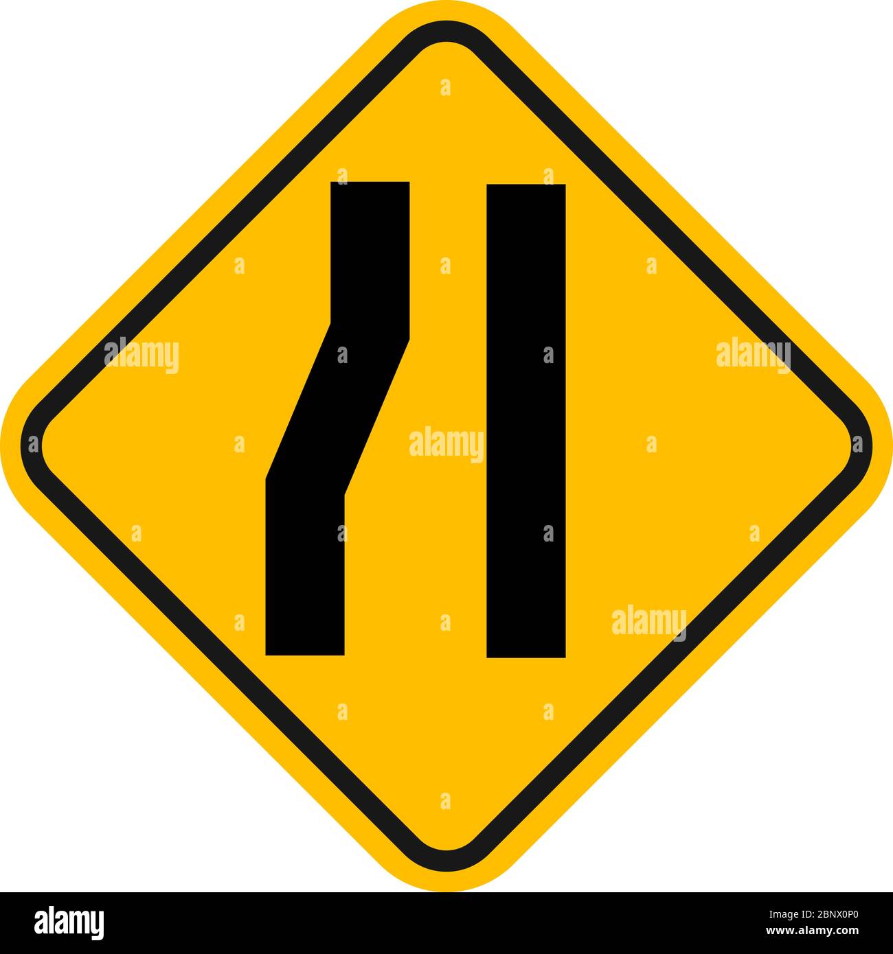 Road narrows warning sign Stock Vector Images - Alamy