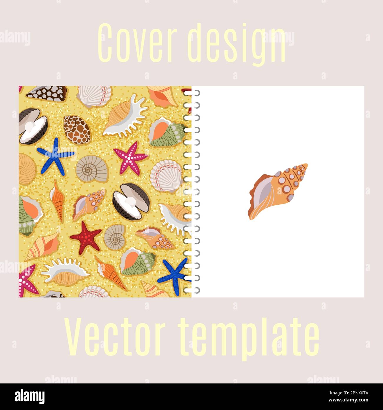 Cover design for print with sea shells pattern. Vector illustration ...