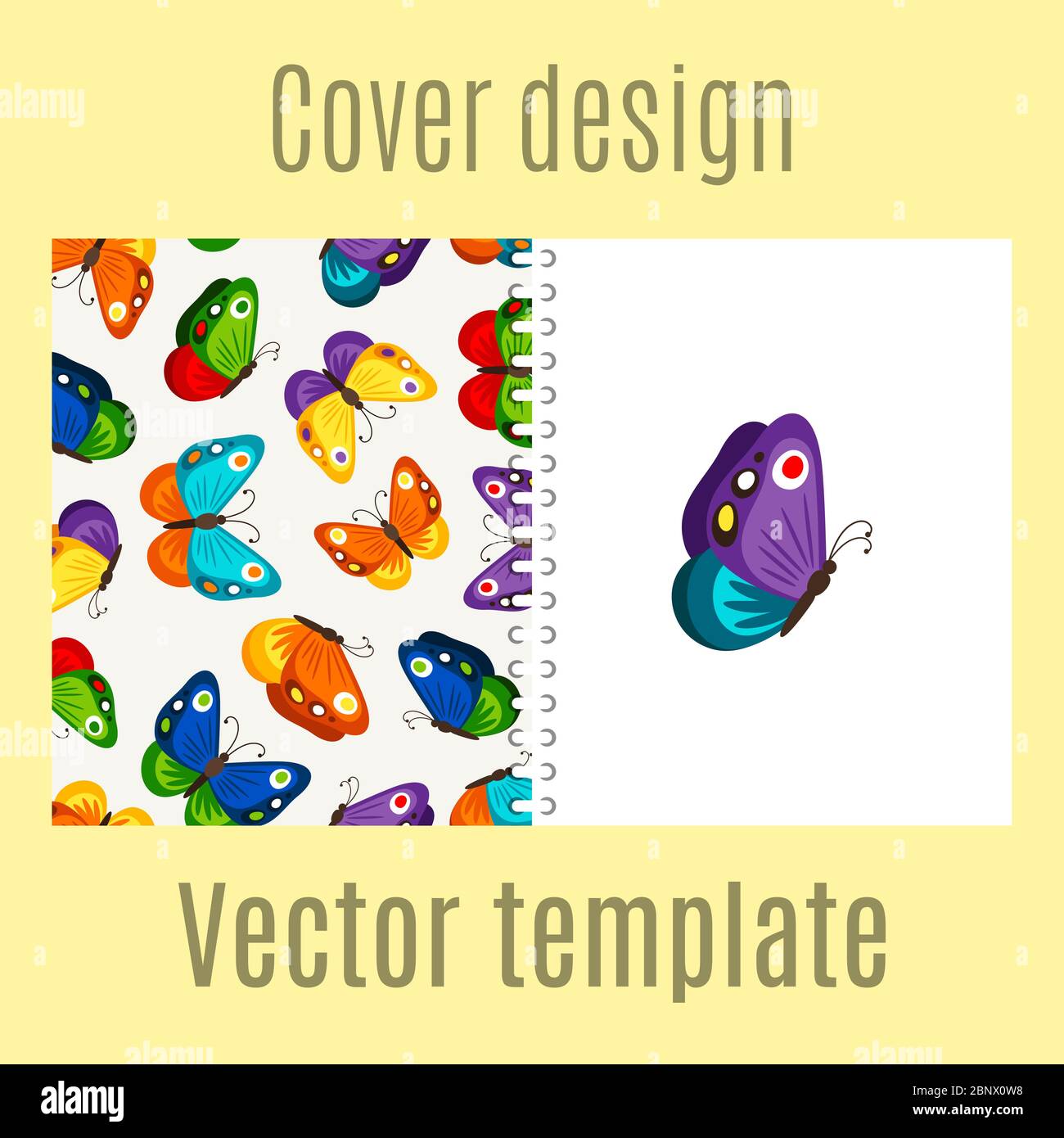 Cover design for print with butterflies pattern. Vector illustration ...
