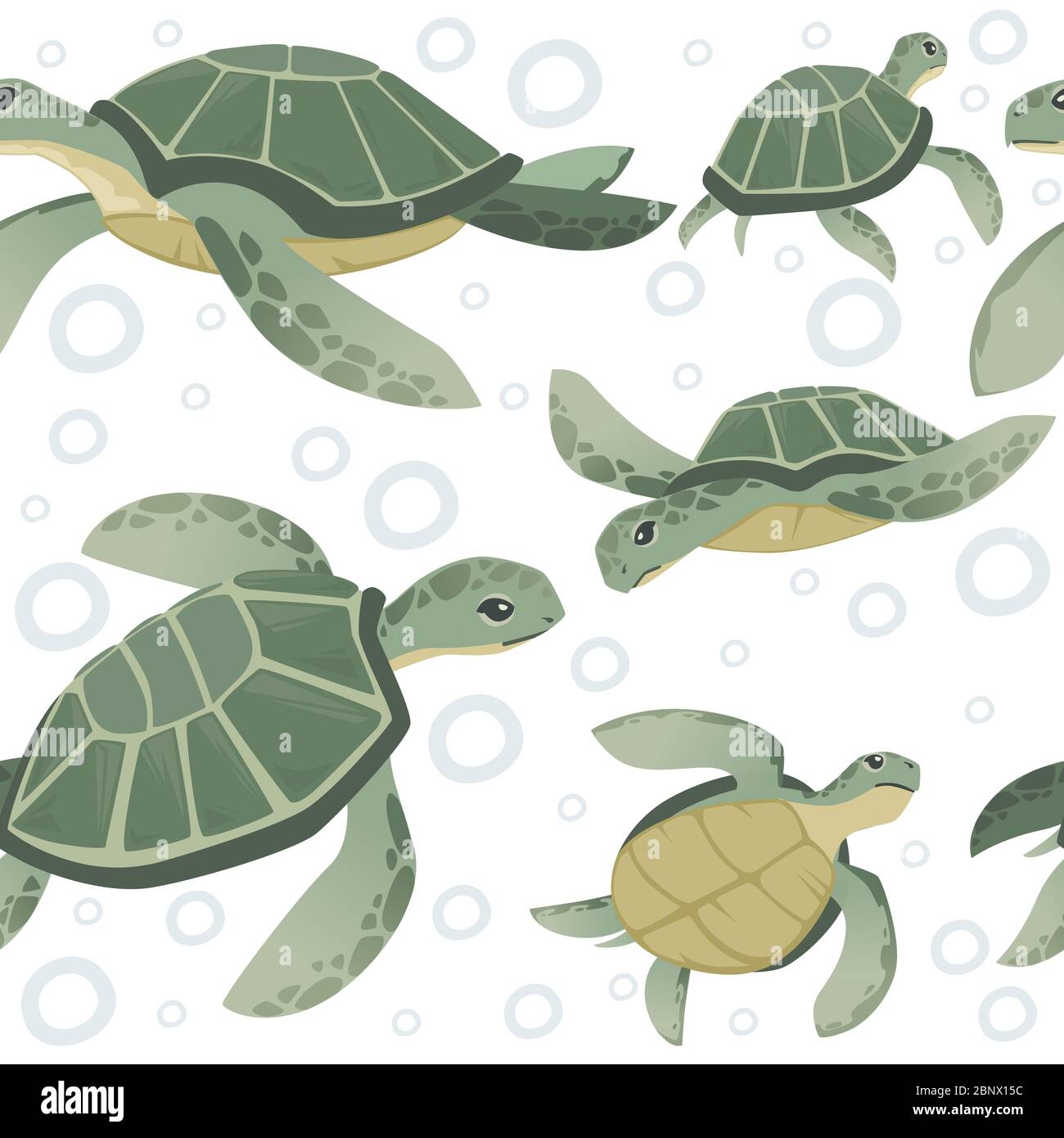 Seamless pattern of big green sea turtle cartoon cute animal design ...