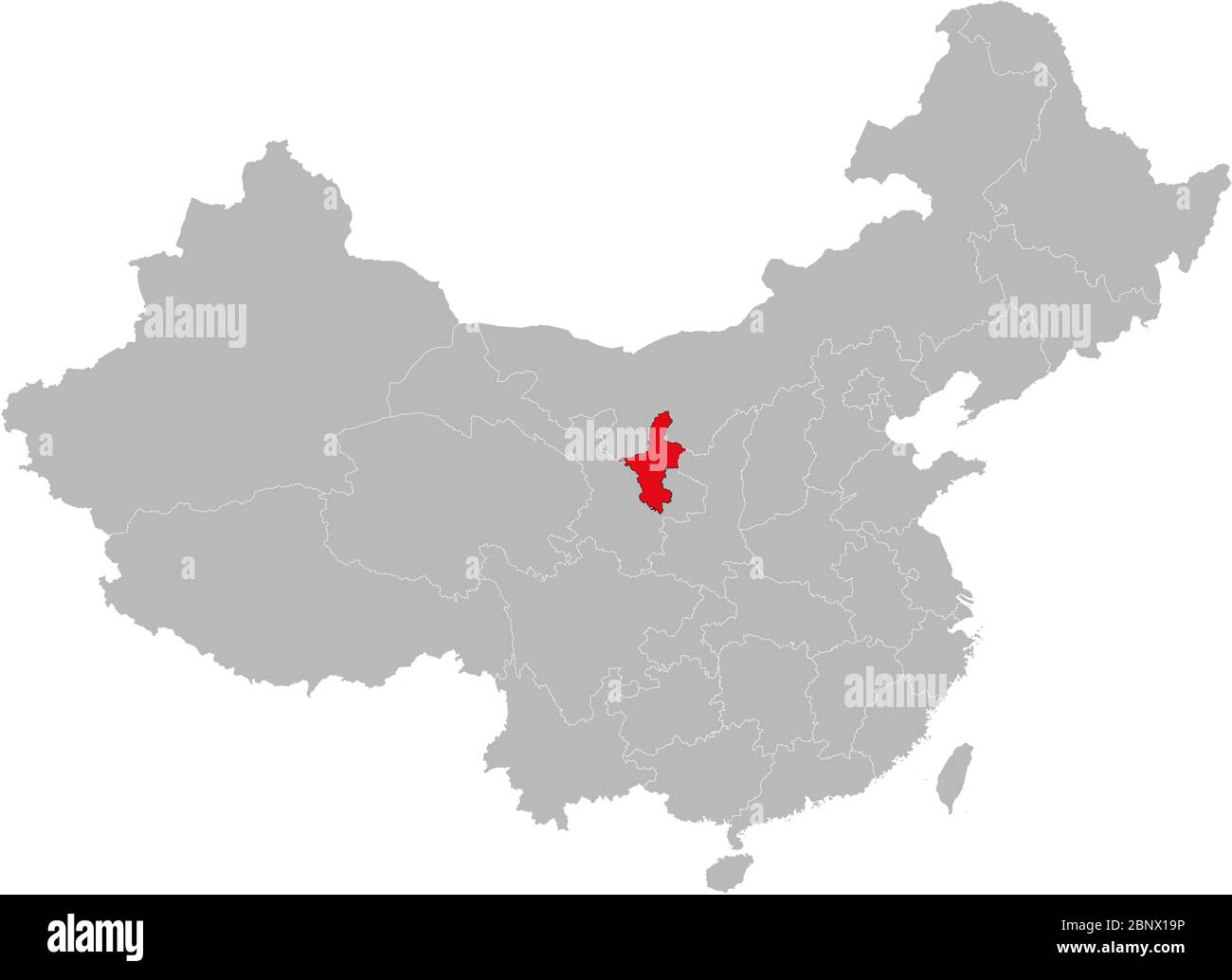 Ningxia province highlighted on china map. Gray background. Perfect for ...