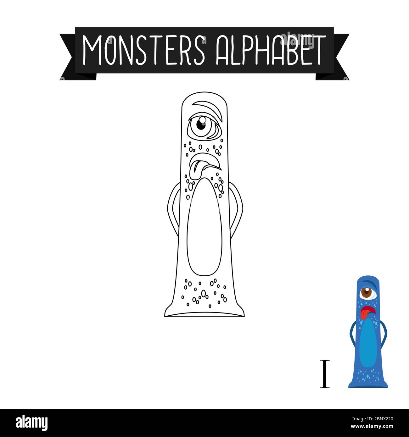 Coloring page monsters alphabet for kids. Letter I vector illustration ...