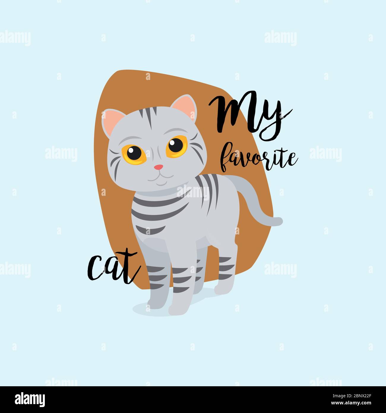 Funny cat with quote my favorite cat vector illustration Stock Vector ...