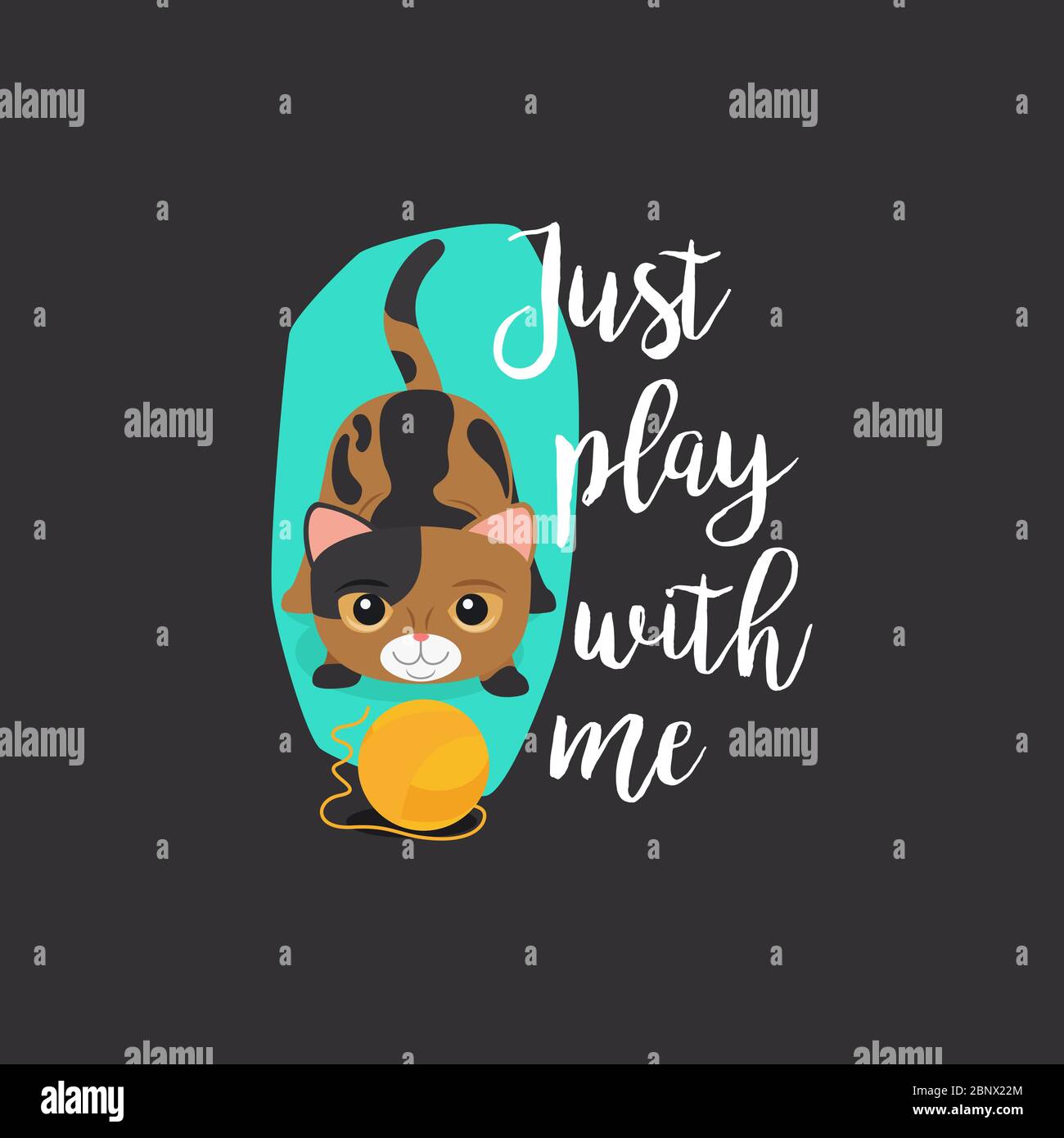 Funny cat with quote just play with me vector illustration Stock Vector ...