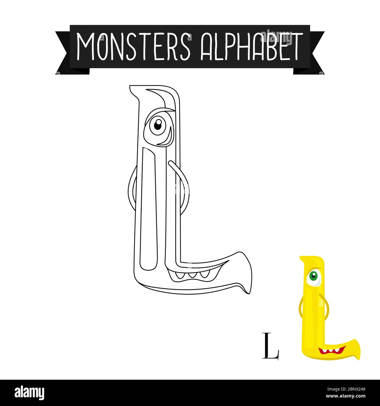 Coloring page monsters alphabet for kids. Letter L vector illustration ...