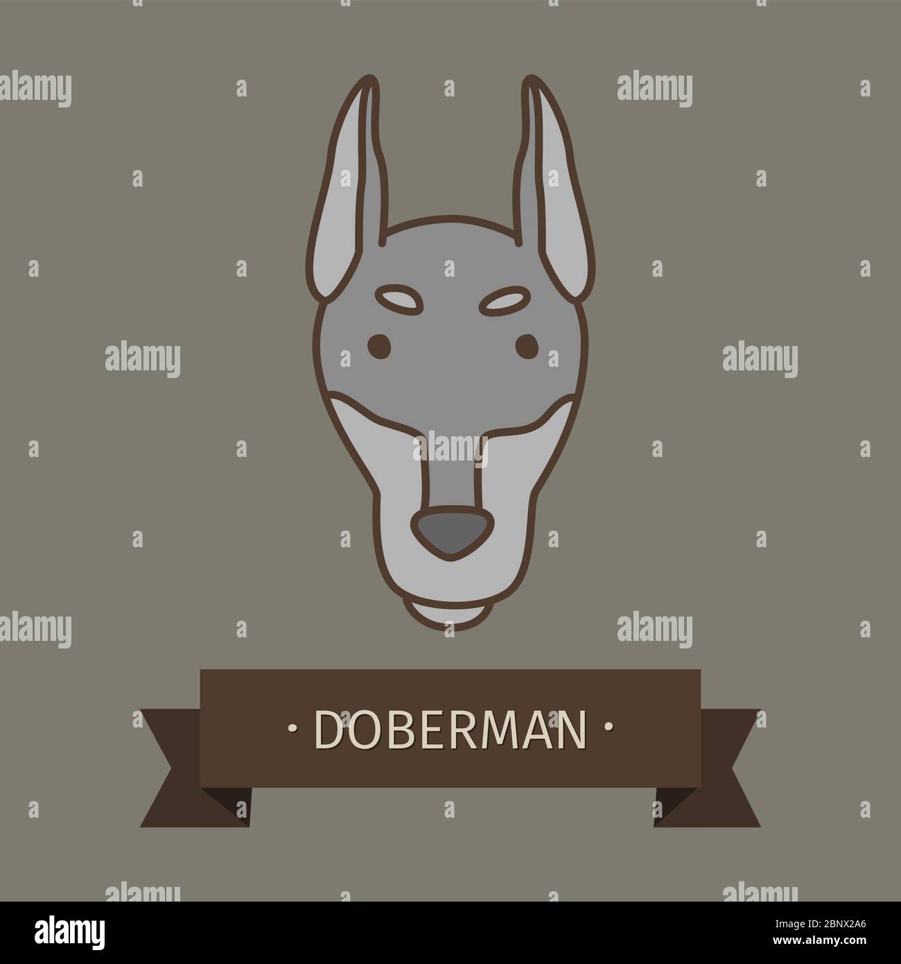 Doberman breed dog for logo design. Vector colored hand drawn dog head ...