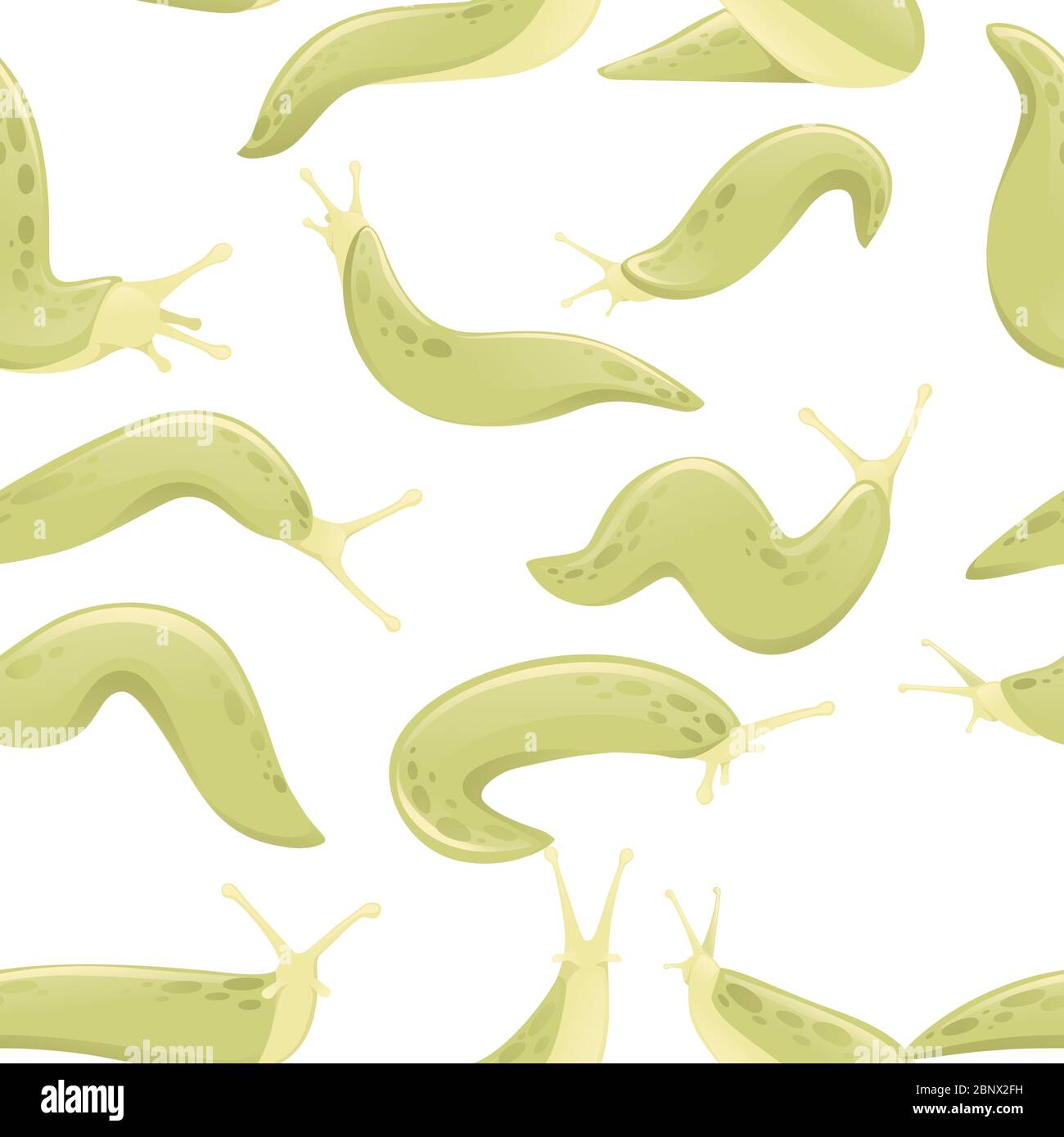 Seamless pattern of green slug cartoon animal design flat vector ...