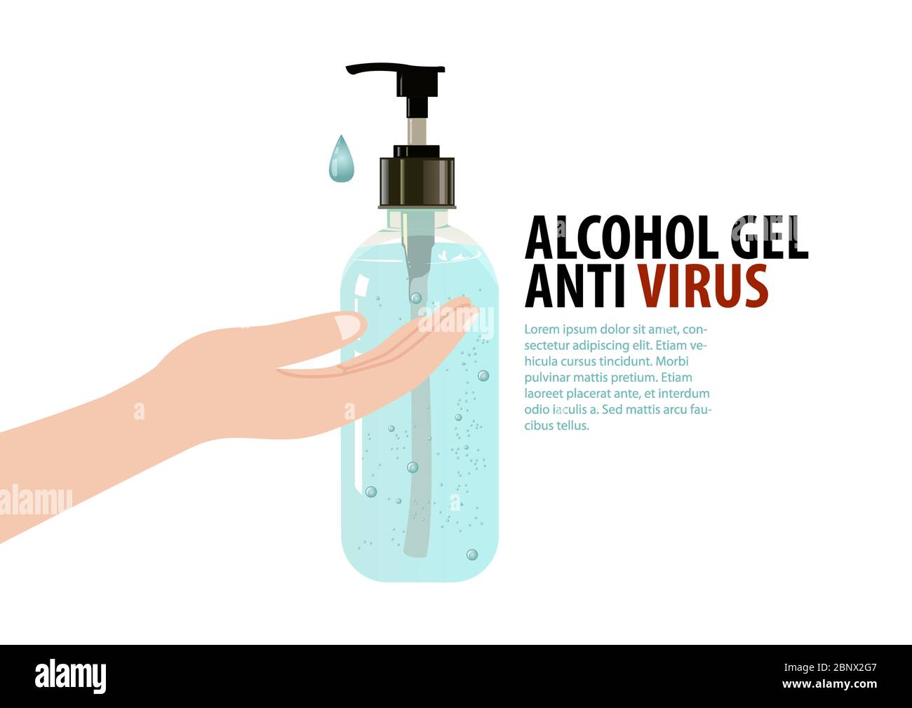 Alcohol gel with realistic design in flat style to protect disease ...