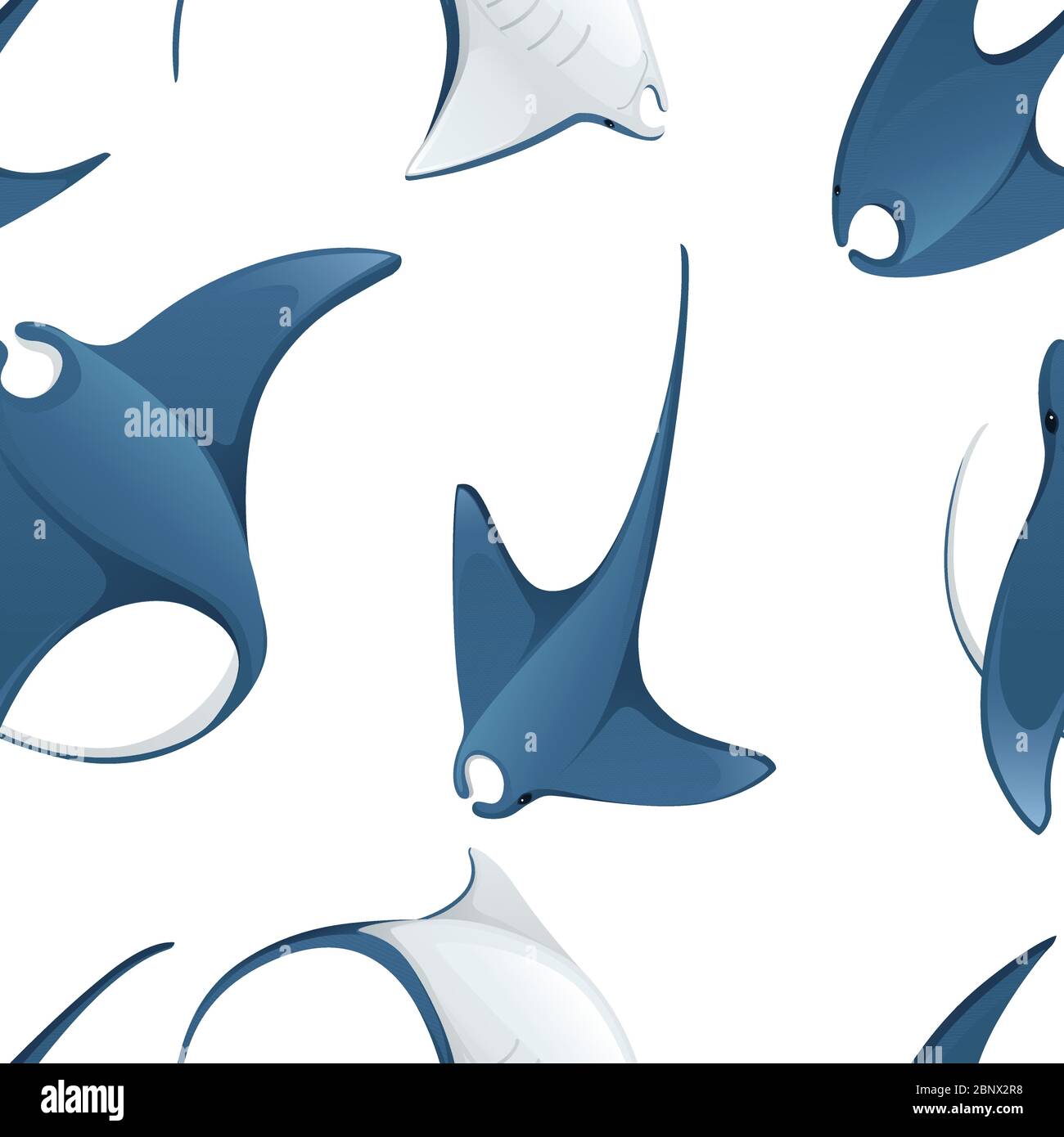 Seamless pattern of manta ray underwater giant animal with wings simple ...