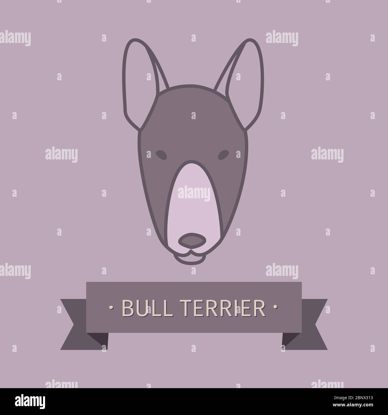Bull terrier breed dog for logo design. Vector colored hand drawn dog ...