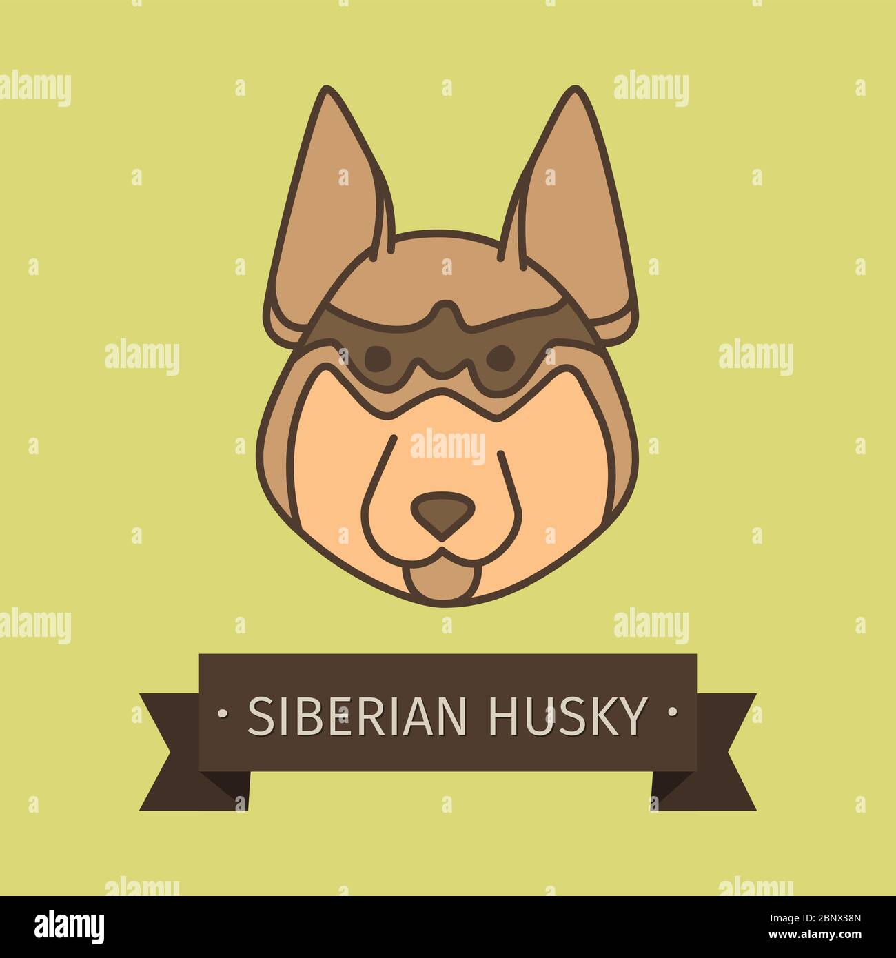 Siberian husky breed dog for logo design. Vector colored hand drawn dog ...