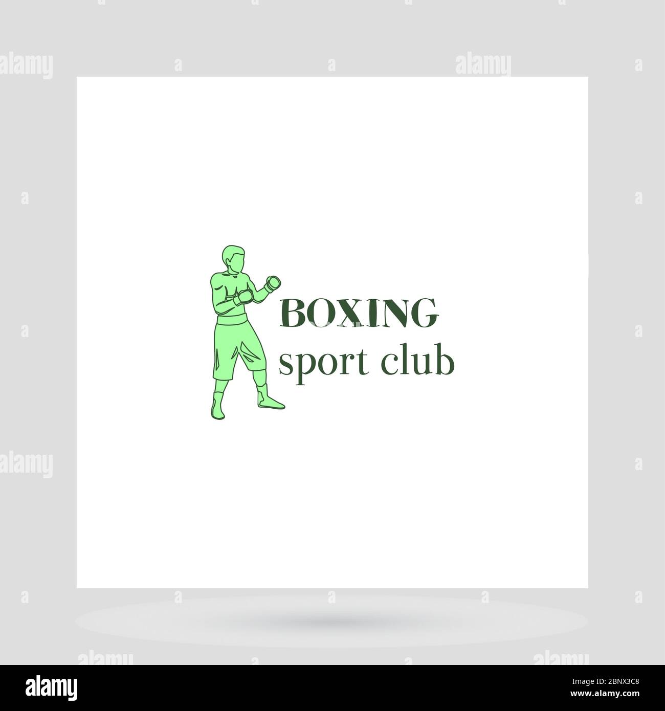 Boxing sport club logo design presentation with man green silhouette ...