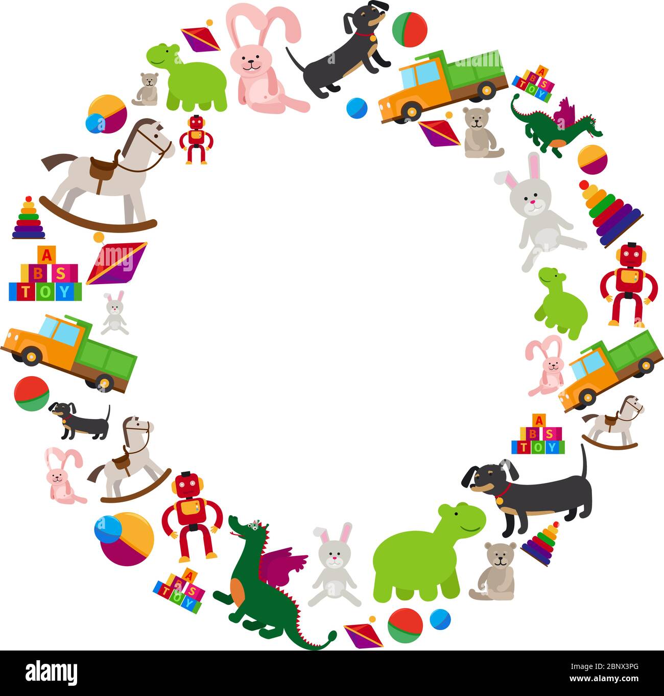 Children toys round frame with space for text vector illustration Stock ...