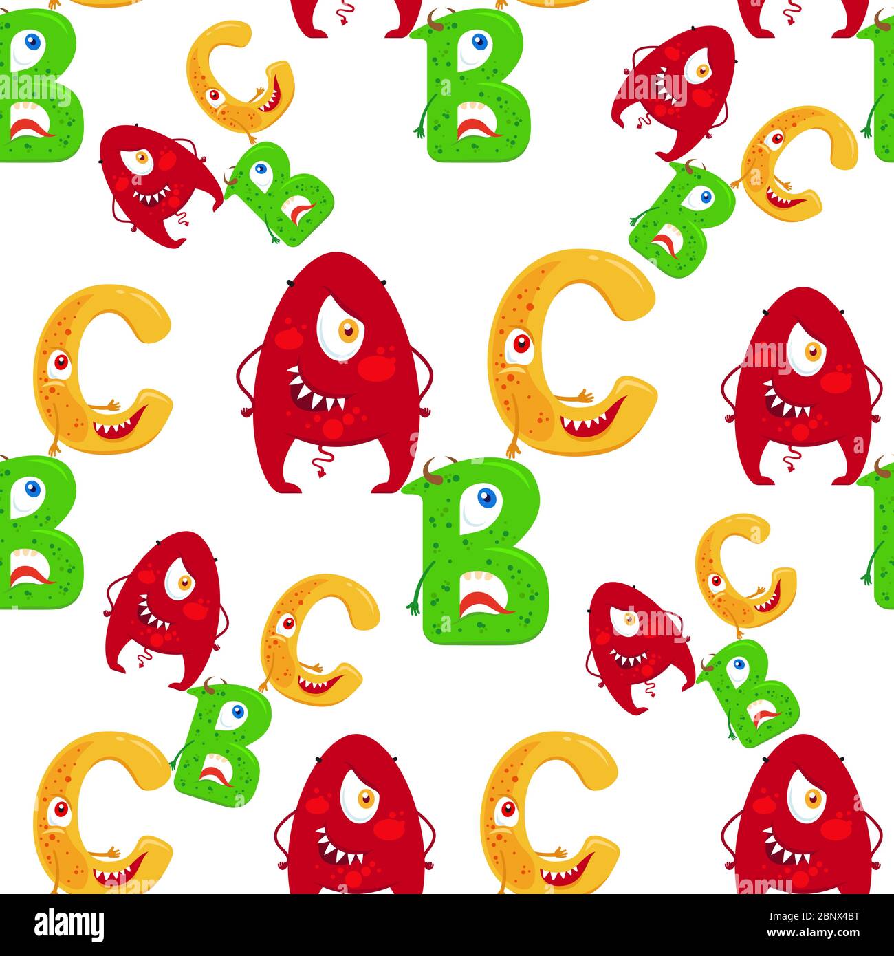 Cartoon ABC seamless pattern on transparent background. Vector ...