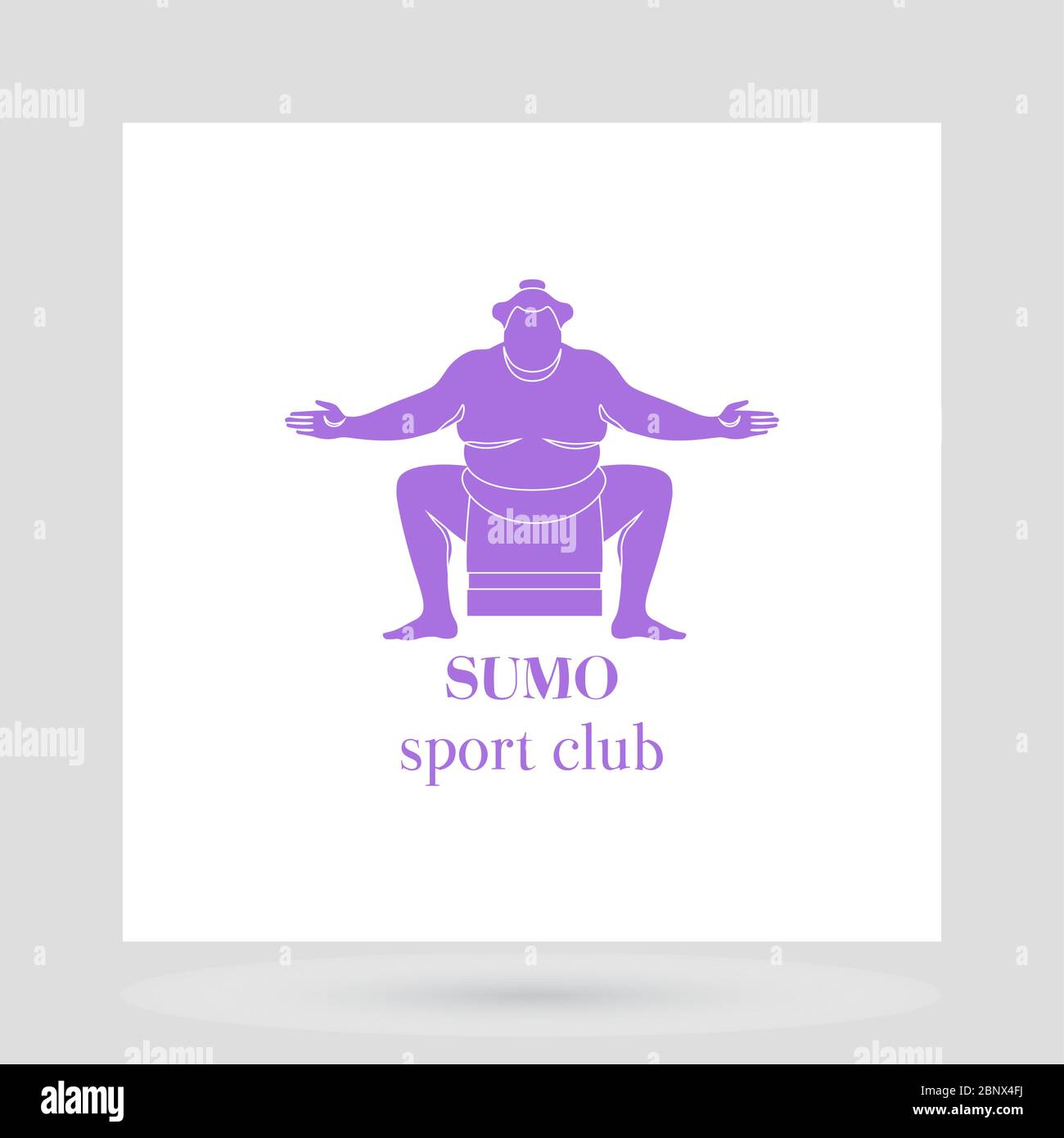 Sumo fight club logo design presentation with violet silhouette of man ...