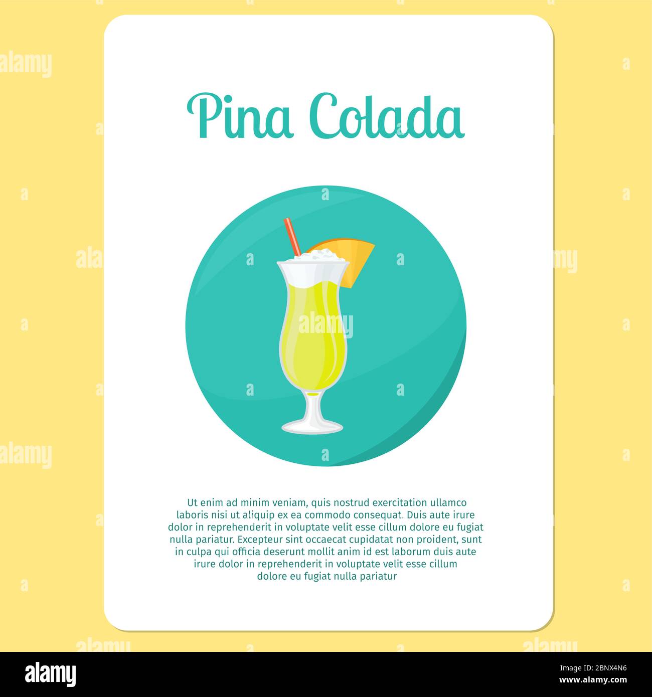 Pina Colada cocktail menu item or sticker. Party drink in circle icon ...