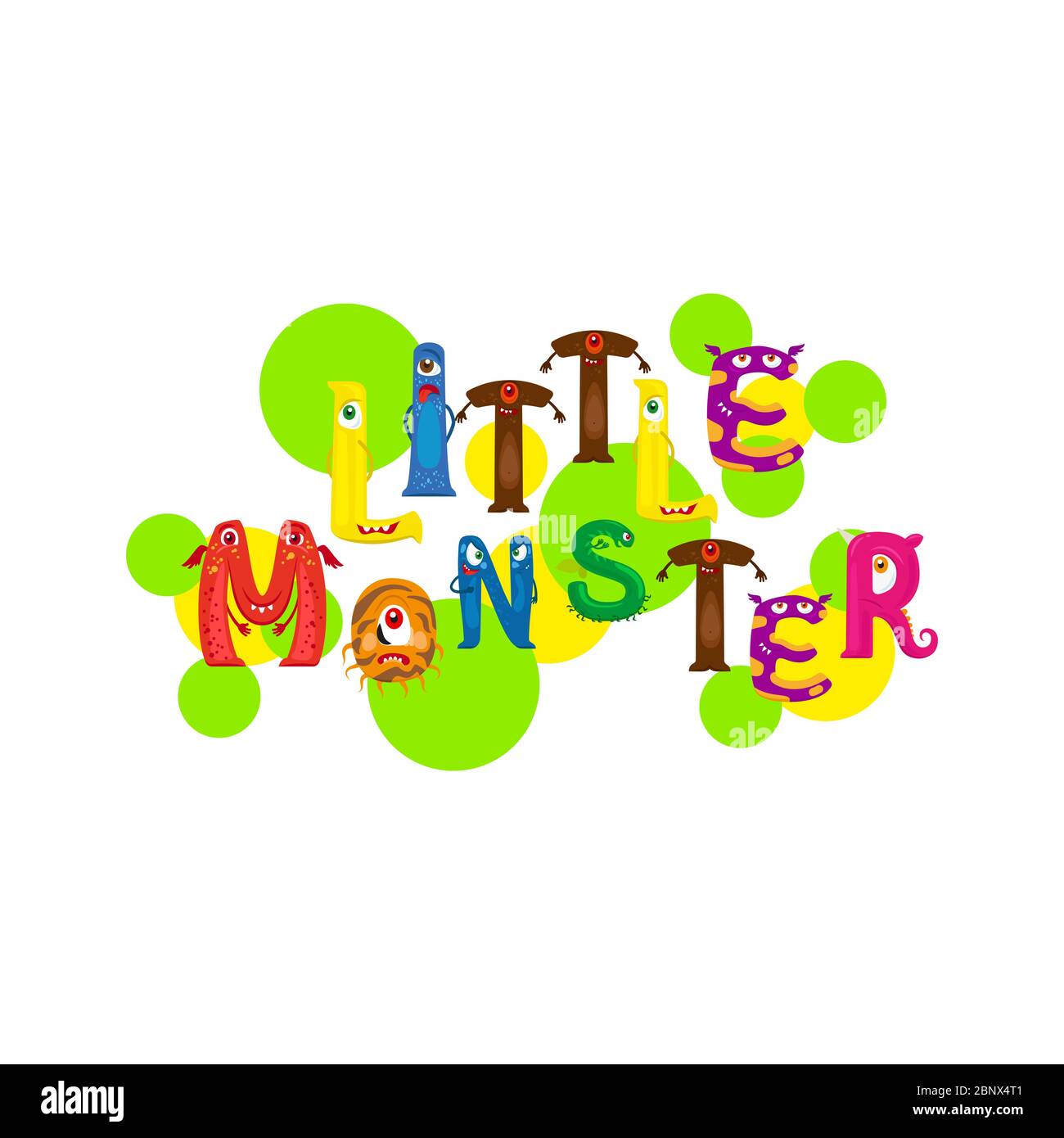 Little monster print design for textile with Monsters letters. Vector ...