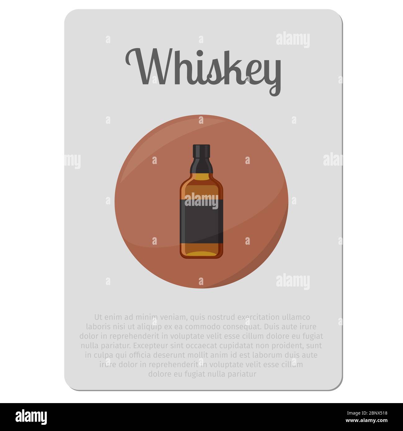Whiskey alcohol. Sticker with bottle and description vector ...