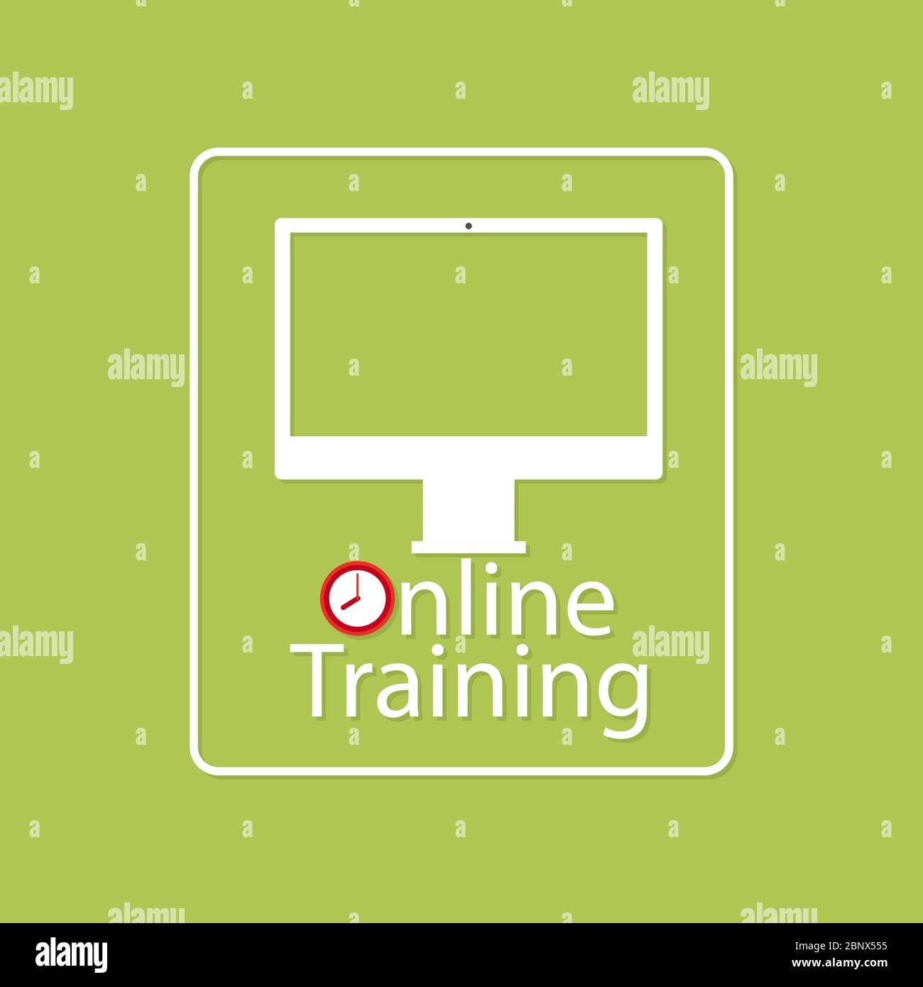 Online training white logo design with green background and clock ...